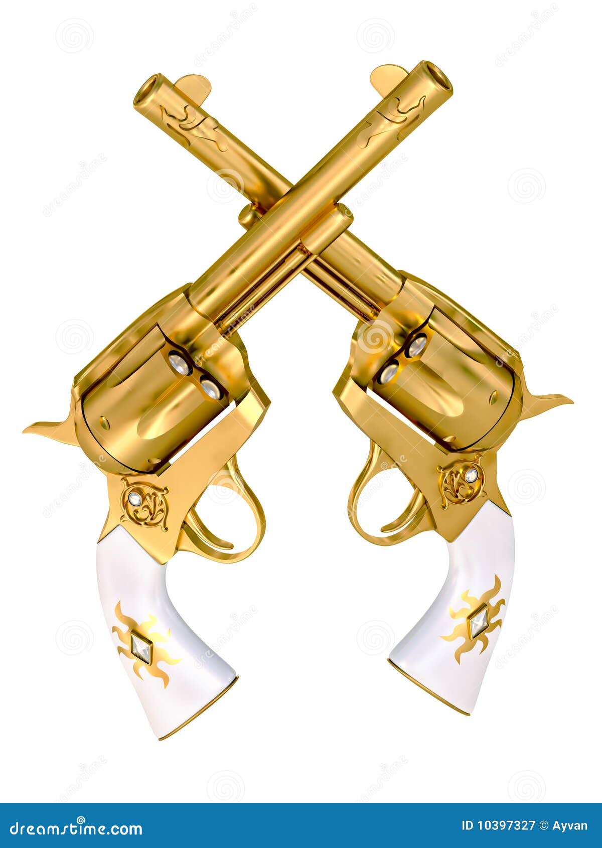 Gold revolvers stock illustration. Illustration of firearms - 10397327