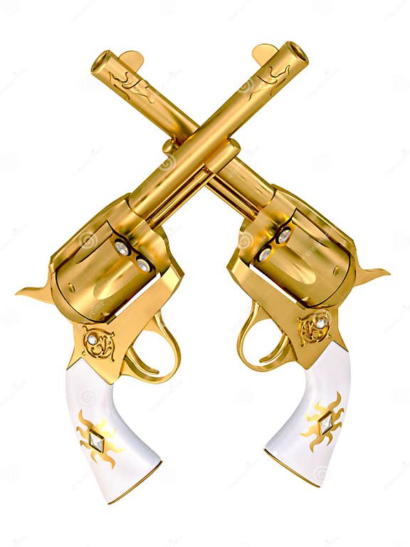 Gold revolvers stock illustration. Illustration of firearms - 10397327