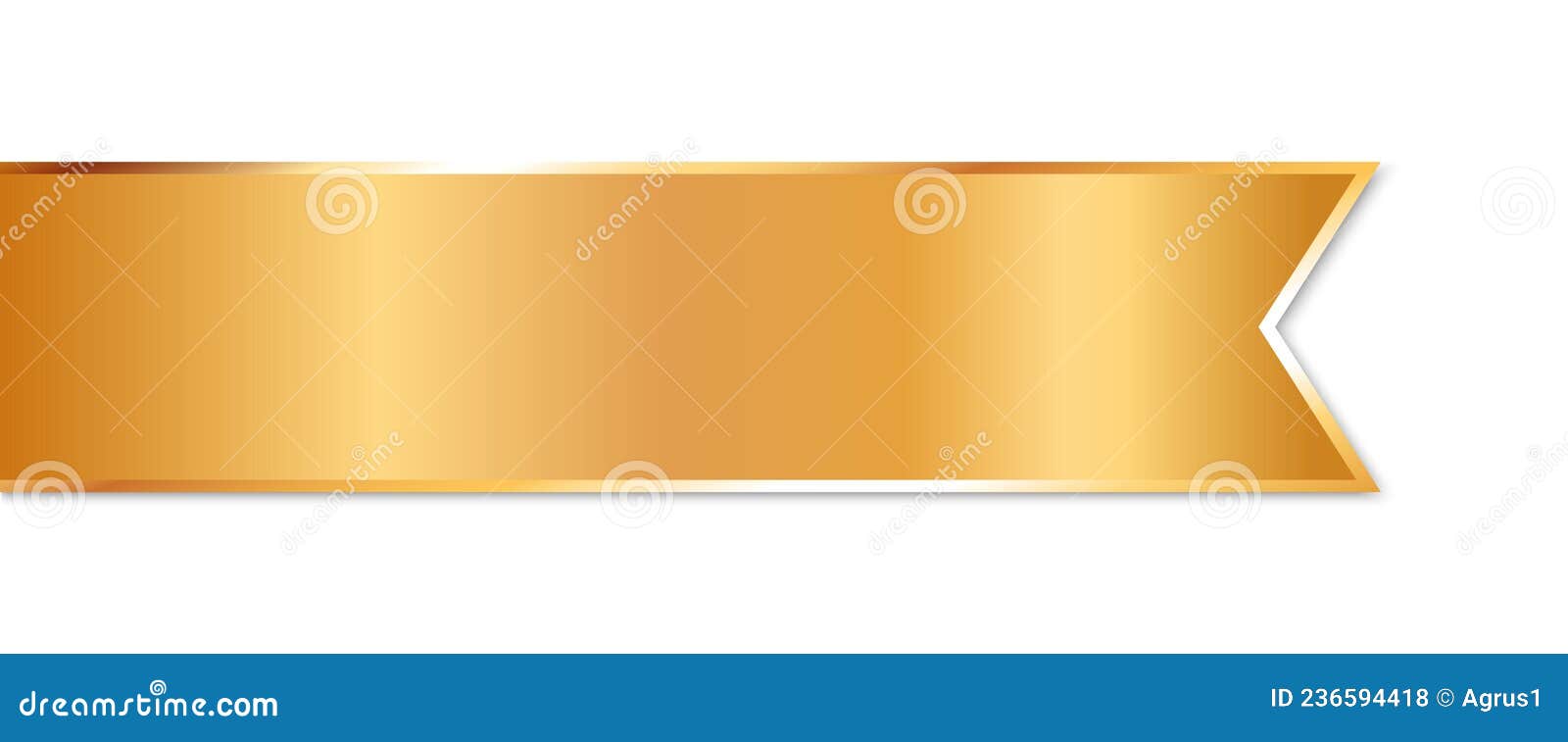 Gold Ribbon Banner with Gold Frame on White Background Stock Vector ...