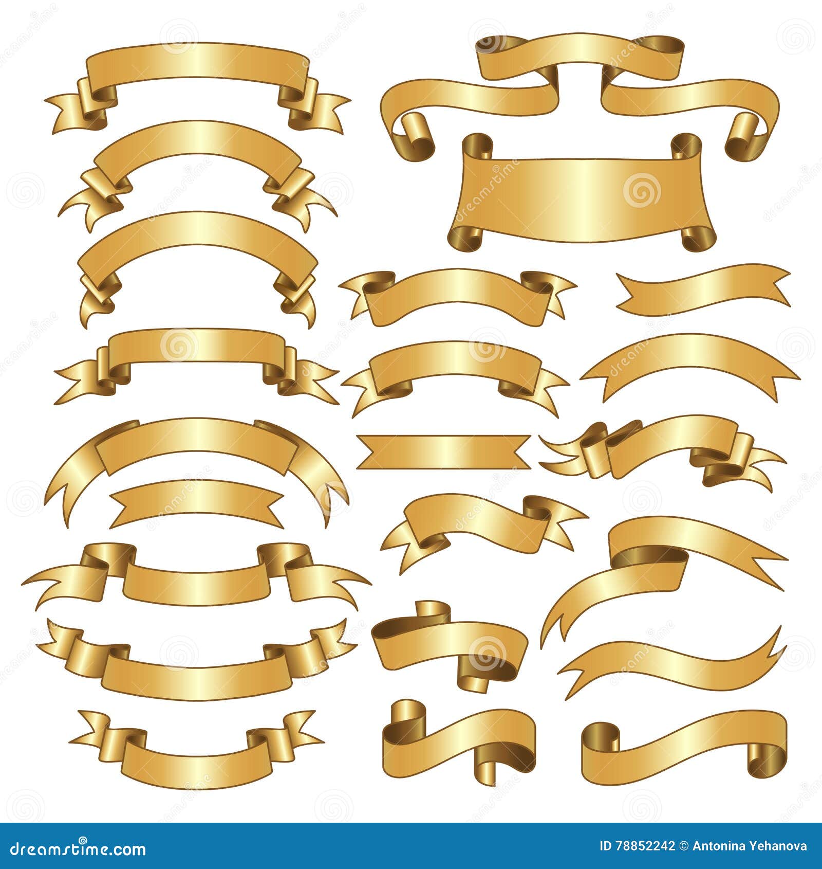Gold Ribbon. Banner. stock vector. Illustration of sale - 78852242