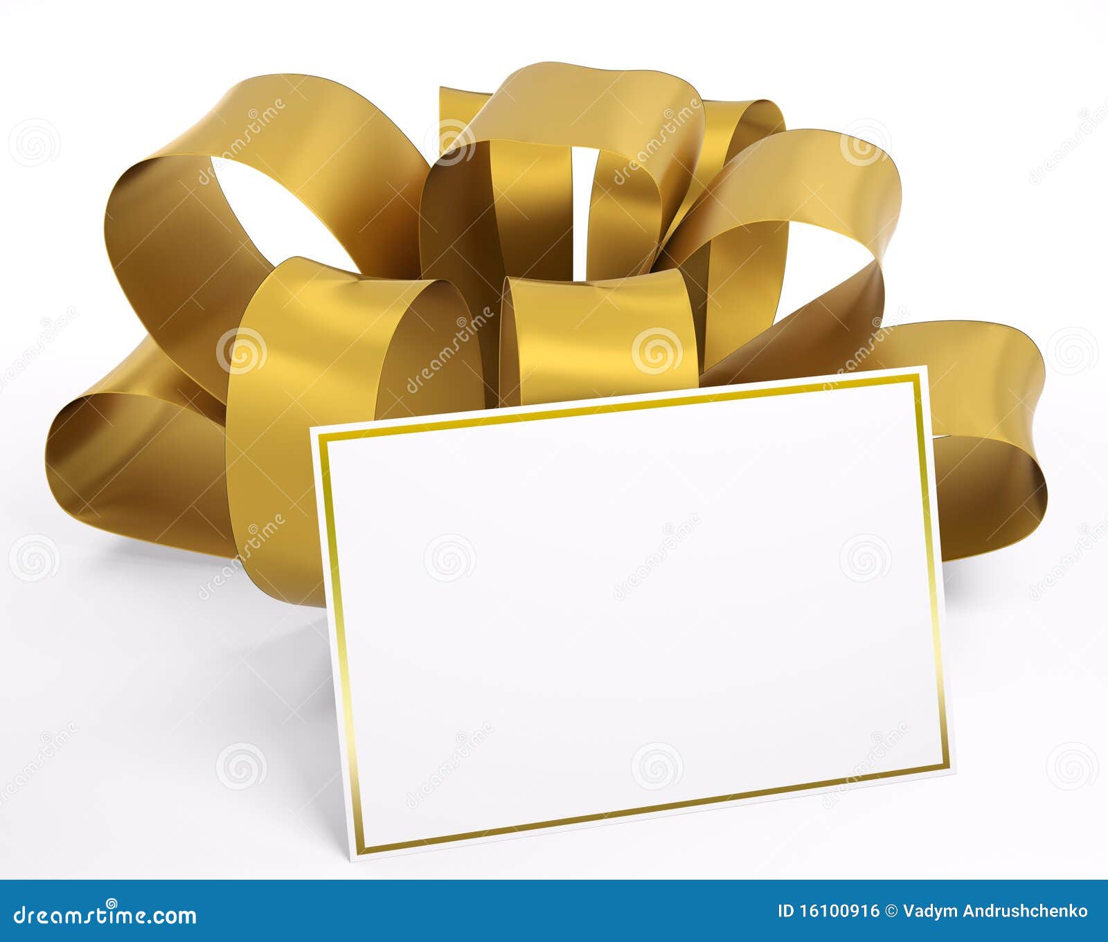 Gold Ribbon with Blank Card 3d Stock Illustration - Illustration of ...