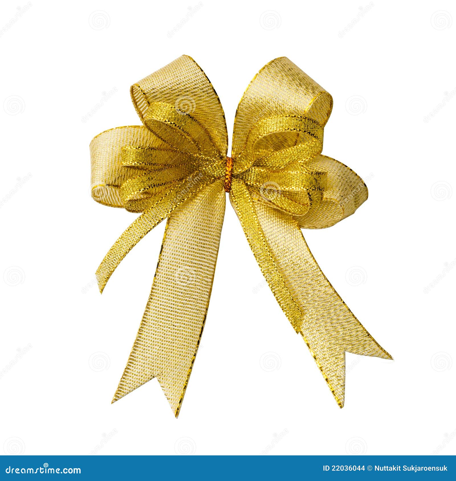 Gold Ribbon Bow for Gift Box Stock Photo - Image of holiday, shopping ...