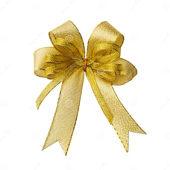 Gold Ribbon Bow for Gift Box Stock Photo - Image of holiday, shopping ...