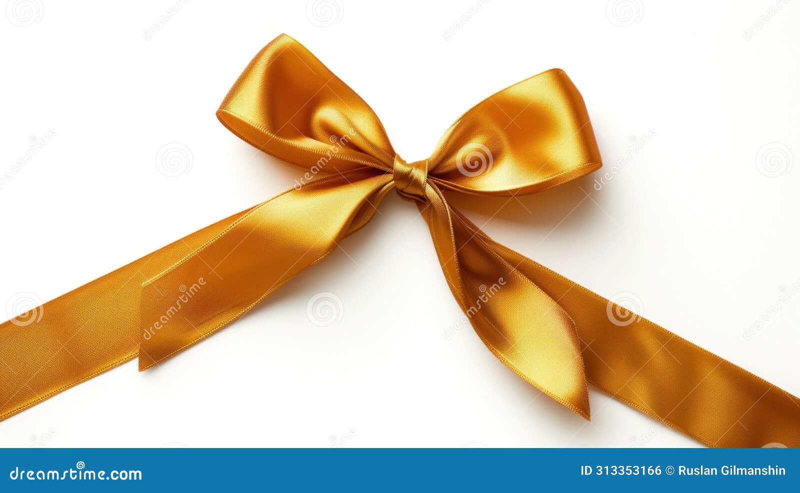 Gold Ribbon with Bow Isolated on White Stock Illustration ...