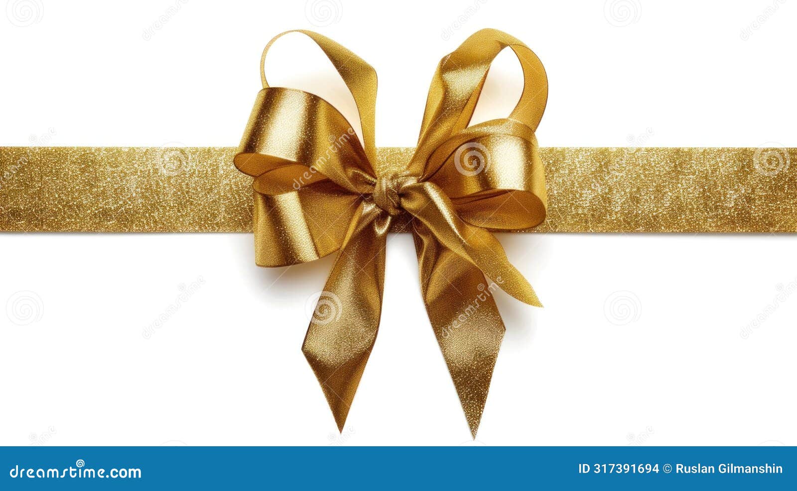 Gold Ribbon with Bow Isolated on White Stock Illustration ...