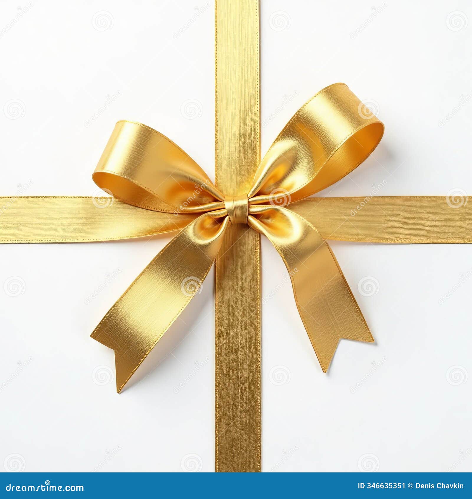 Gold Ribbon with Bow Isolated on White Stock Image - Image of glitter ...