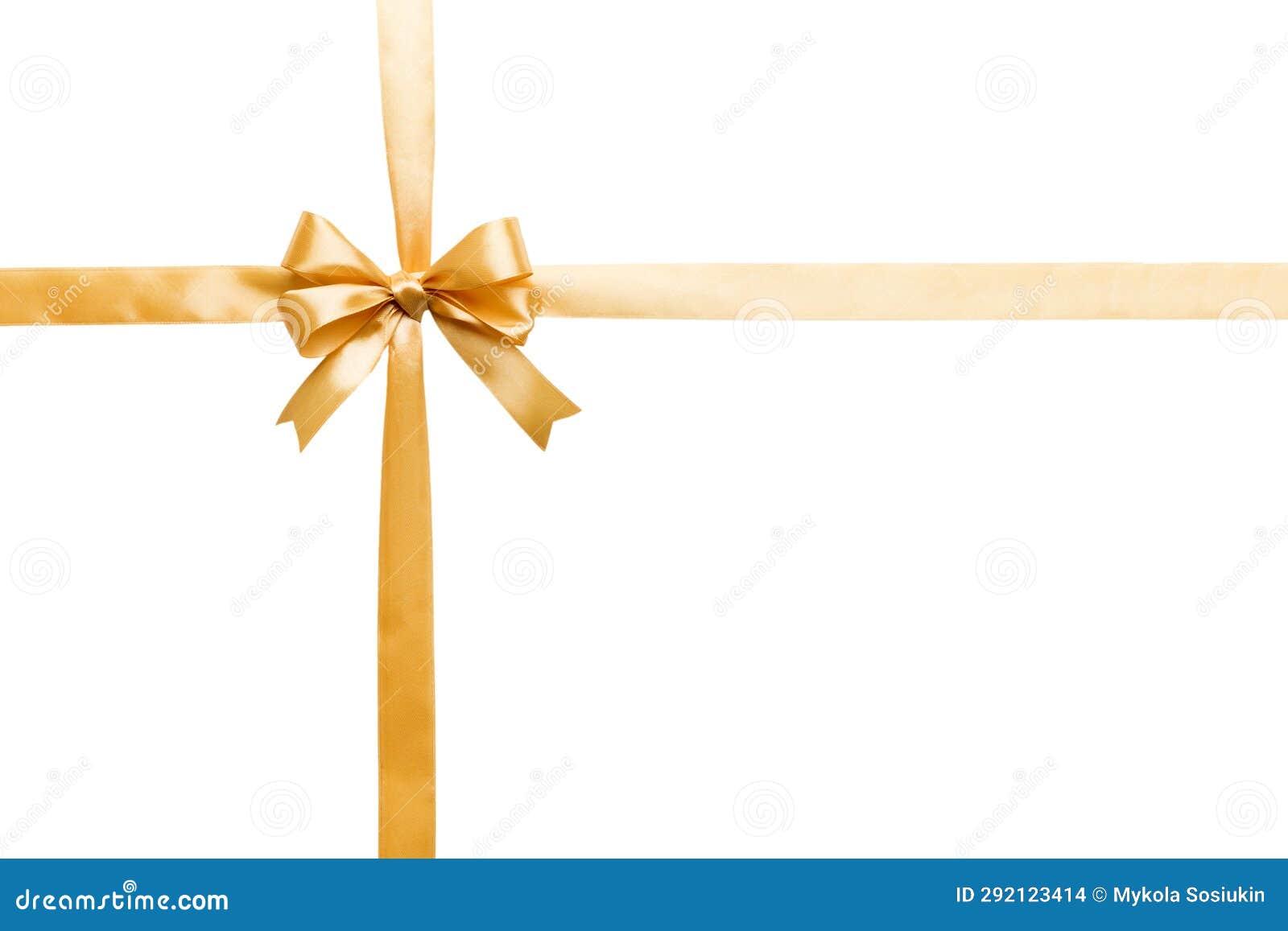 Gold Ribbon Bow Isolated on White Background. Empty Space for Design ...