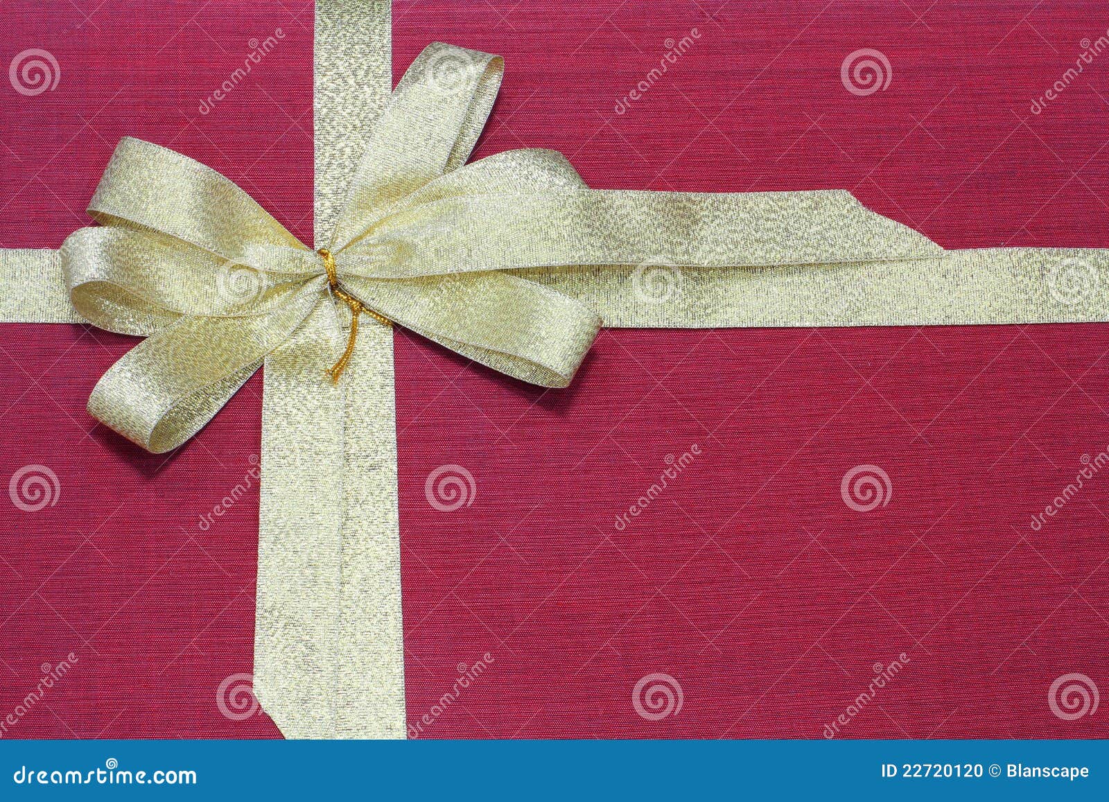 Gold Ribbon with Bow on Red Canvas Texture Stock Photo - Image of ...
