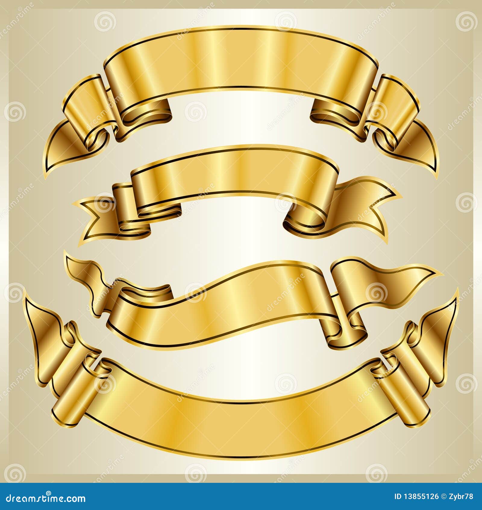 Gold ribbon collection stock vector. Illustration of graphic - 13855126