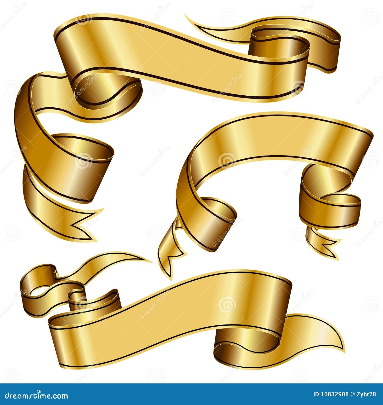 Gold ribbon collection stock vector. Illustration of fashioned - 16832908