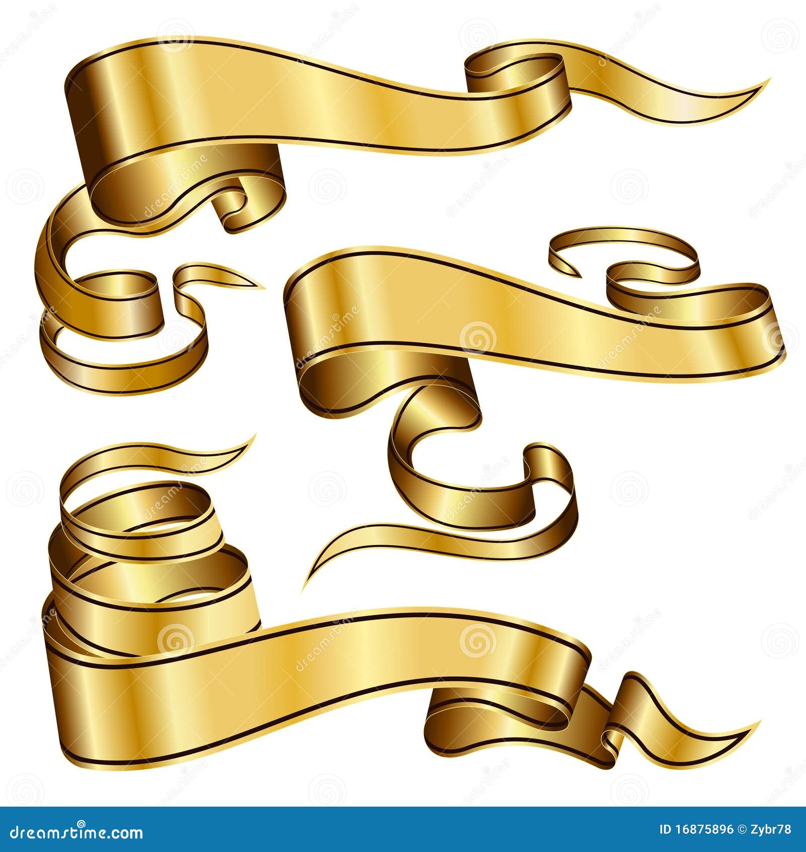 Gold ribbon collection stock vector. Illustration of ribbon - 16875896