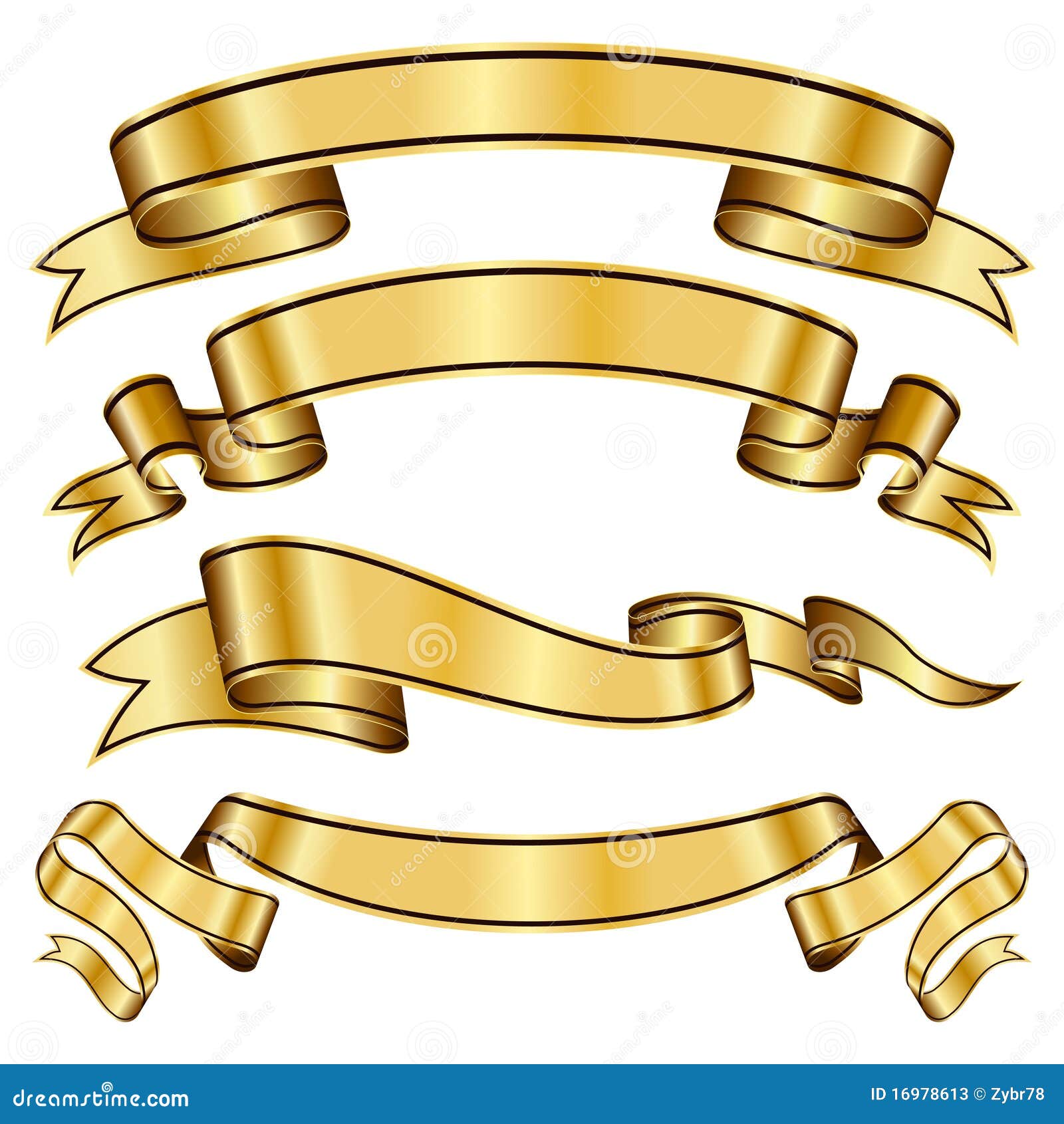 Gold ribbon collection stock vector. Illustration of graphic - 16978613
