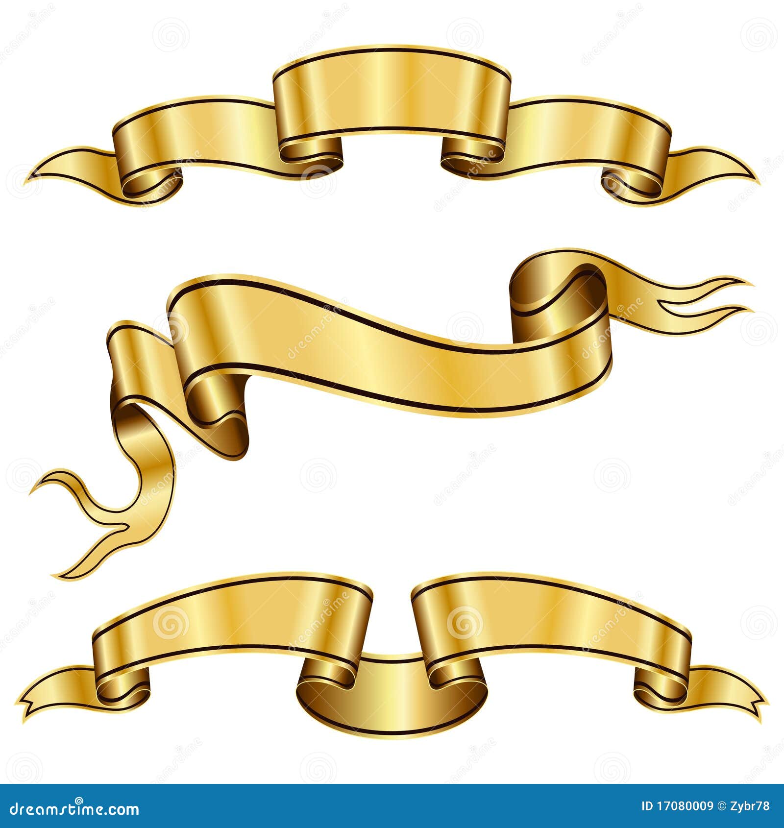 Gold ribbon collection stock vector. Illustration of retro - 17080009