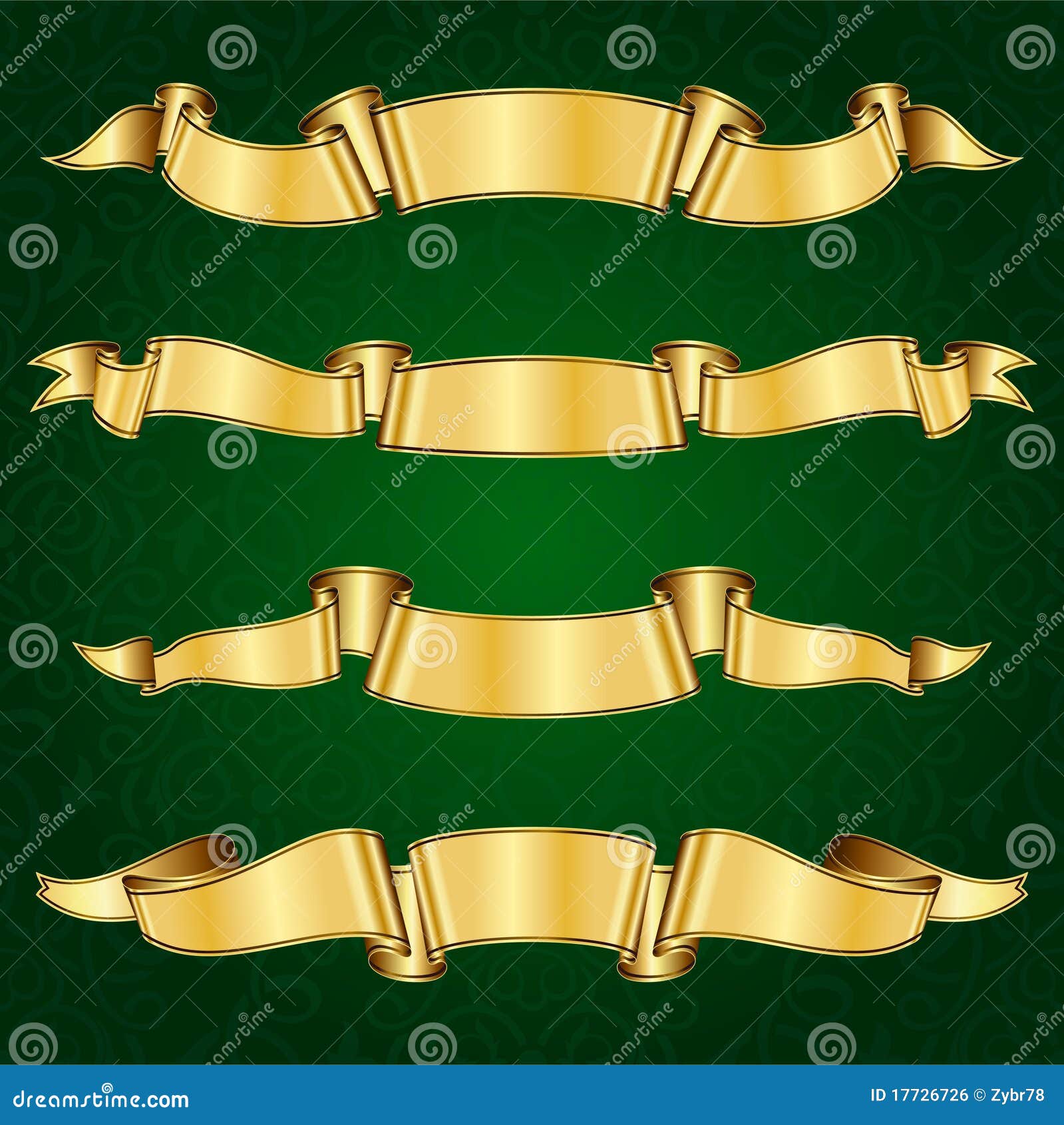 Gold ribbon collection stock vector. Illustration of classic - 17726726