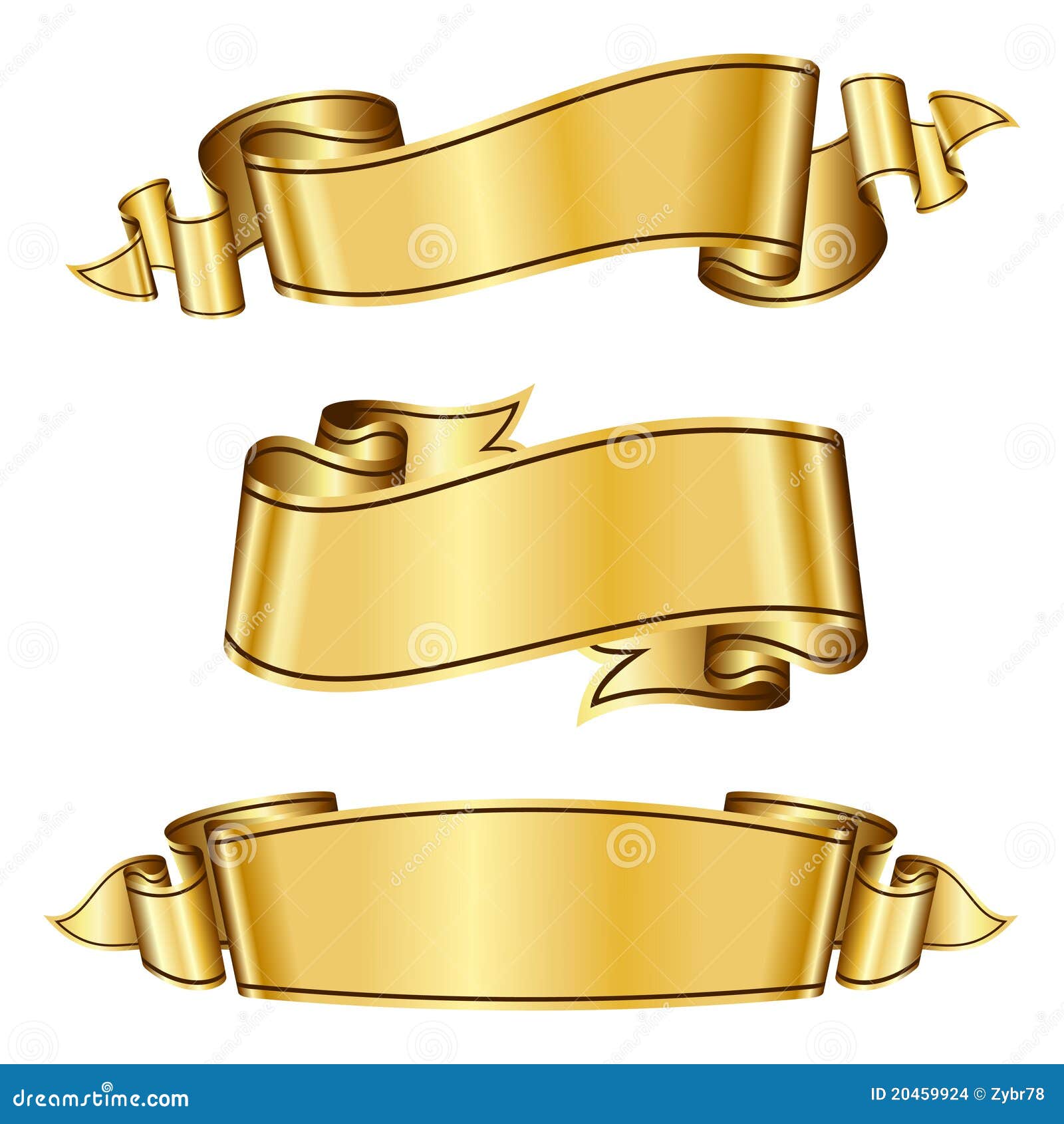 Gold ribbon collection stock vector. Illustration of graphic - 20459924