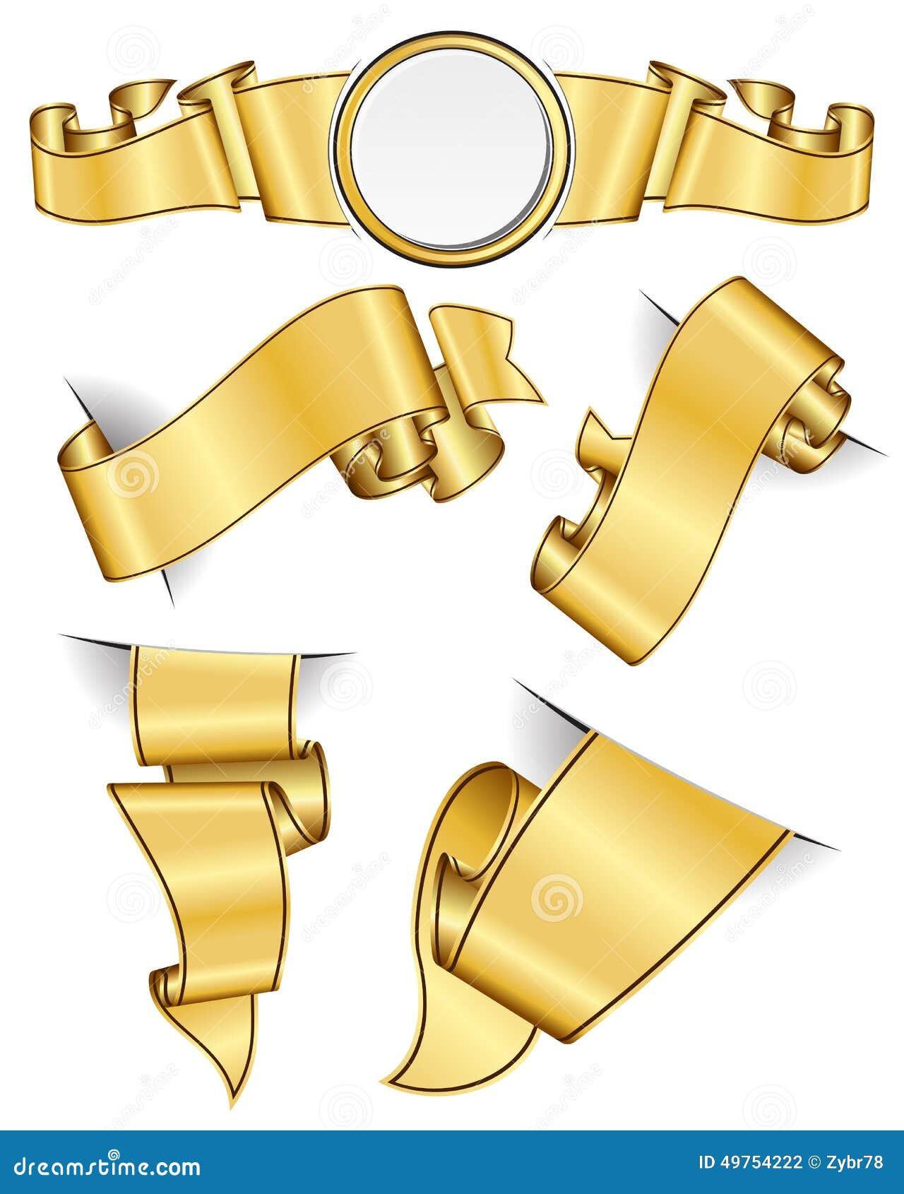 Gold ribbon collection stock vector. Illustration of award - 49754222