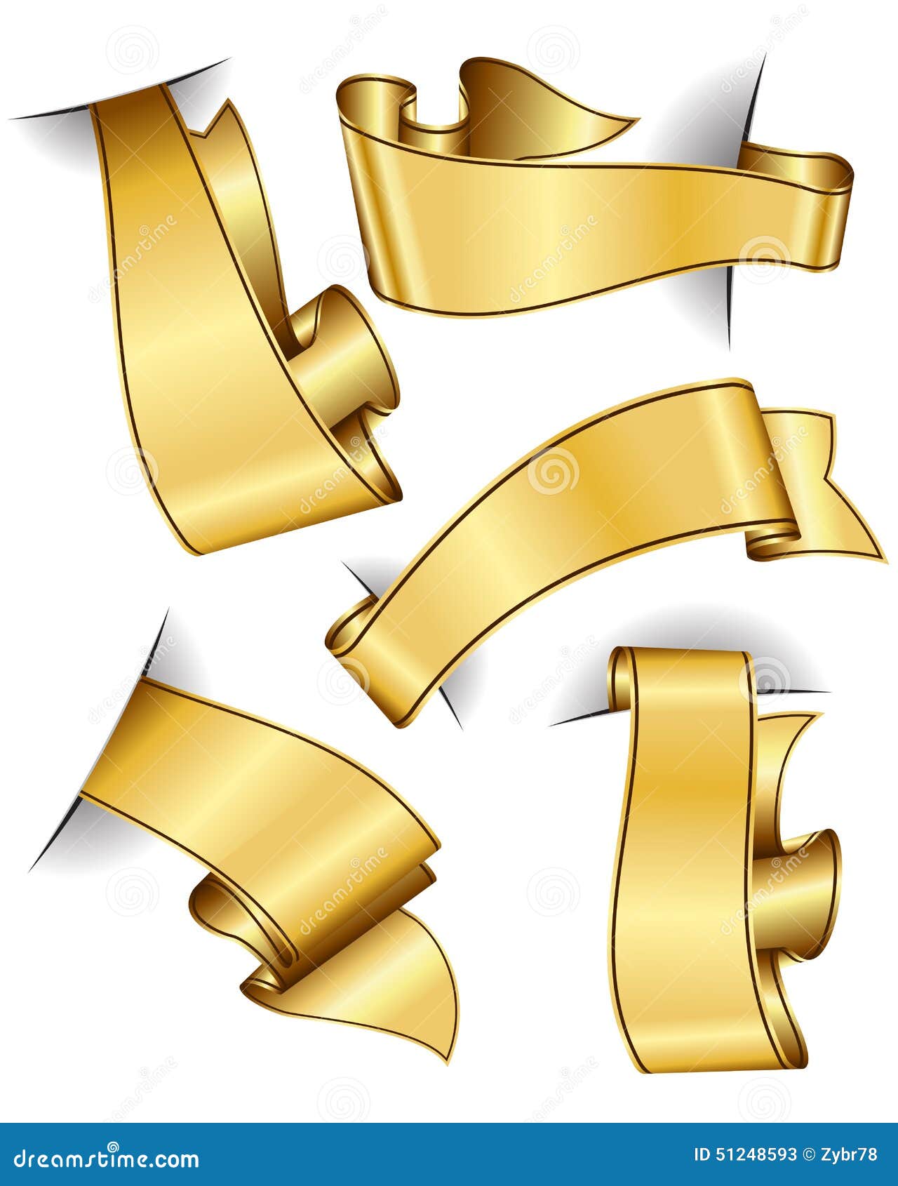 Gold ribbon collection stock vector. Illustration of blank - 51248593