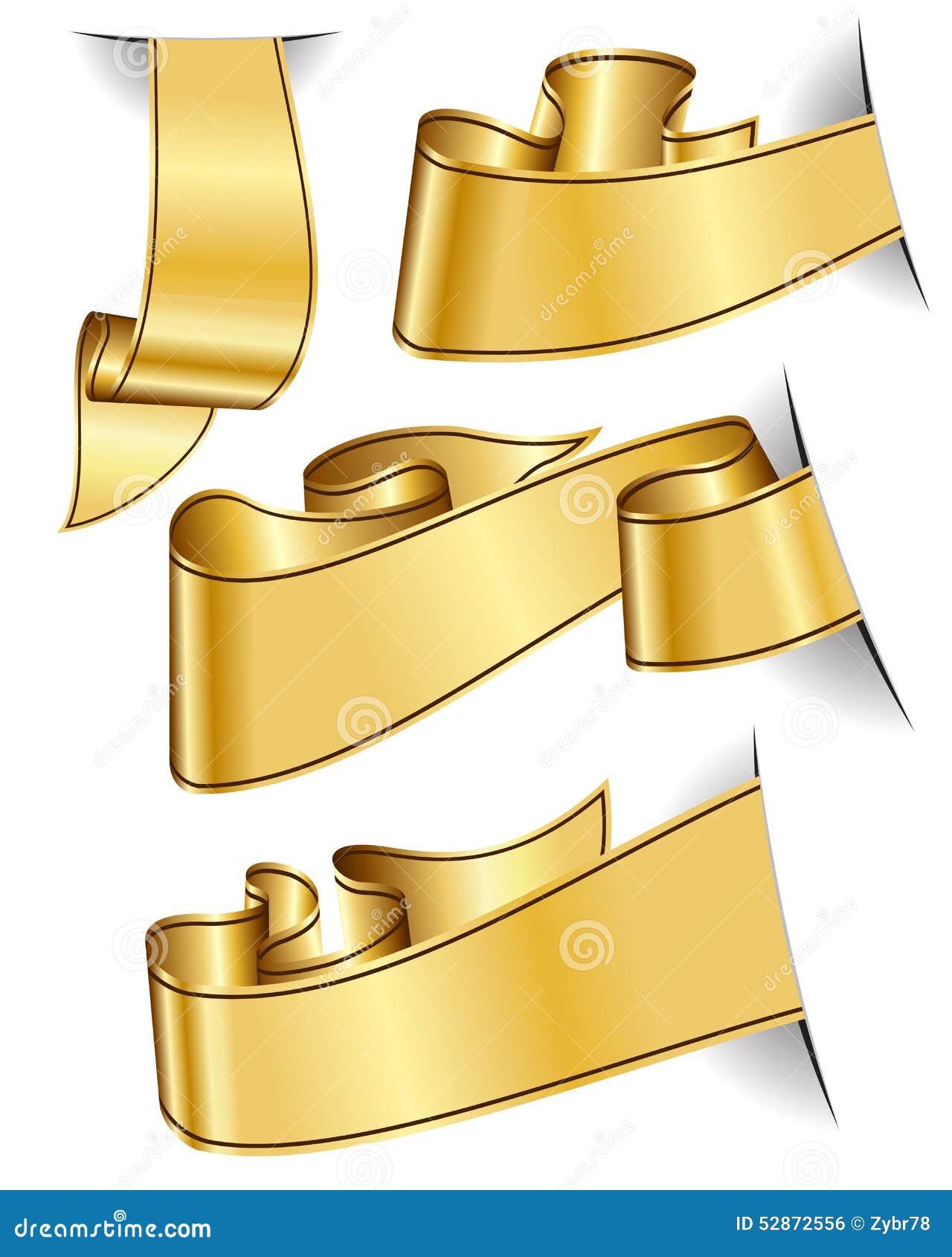 Gold ribbon collection stock vector. Illustration of paper - 52872556
