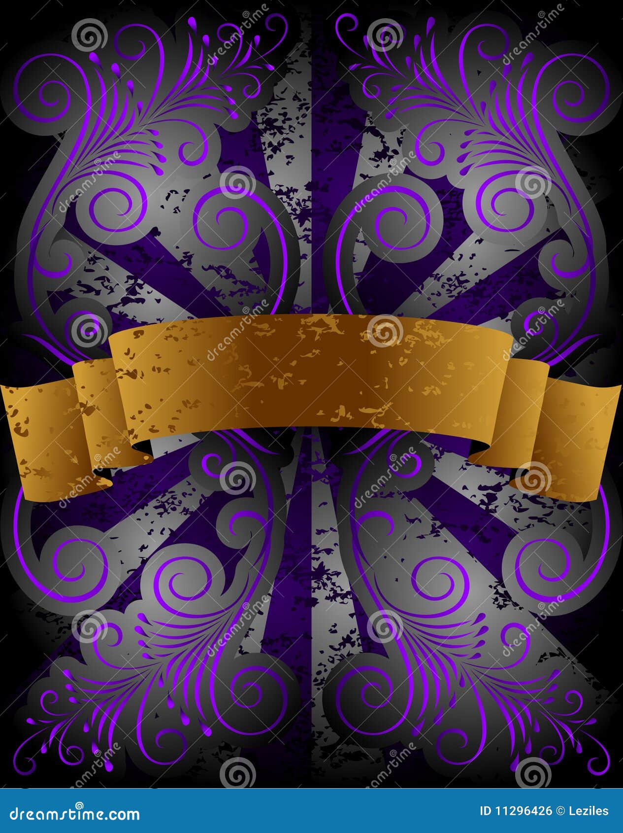 Gold Ribbon on Floral Pattern Stock Vector - Illustration of gold ...