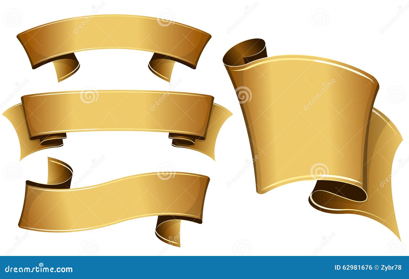 Gold ribbon set stock vector. Illustration of banner - 62981676