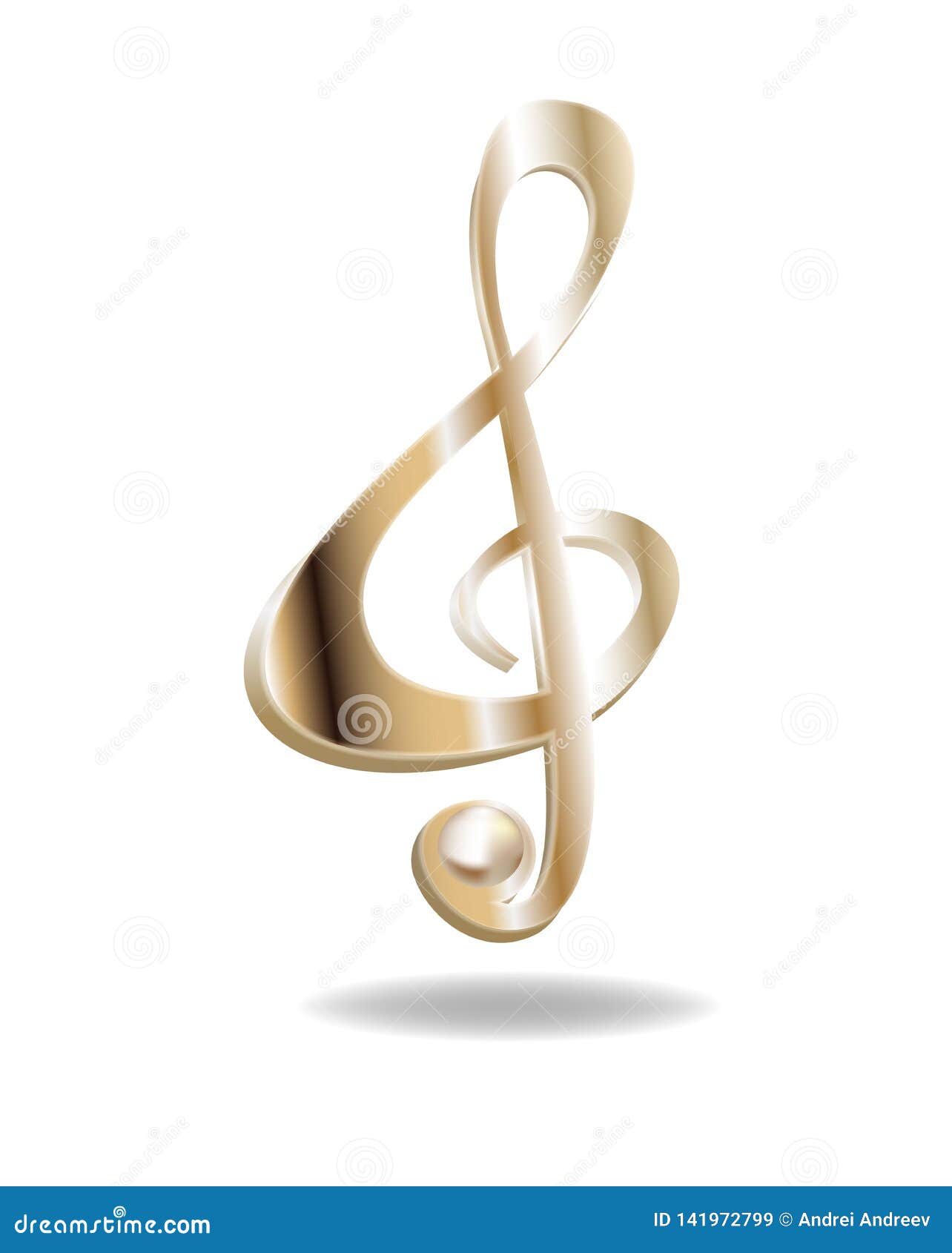 Gold Ribbon in the Shape of Treble Clef Stock Vector - Illustration of ...