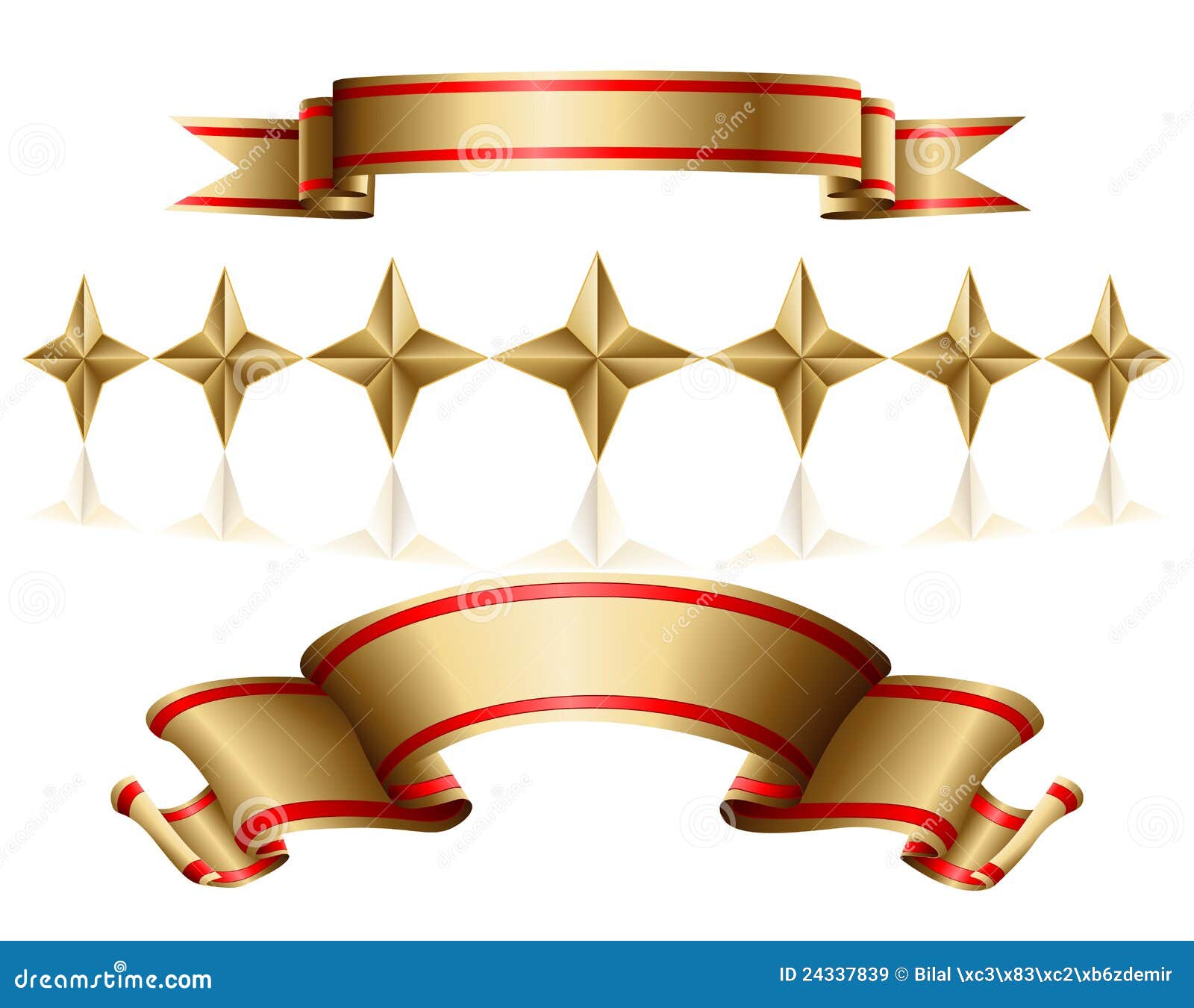 Gold Ribbon and Stars stock illustration. Illustration of decoration ...