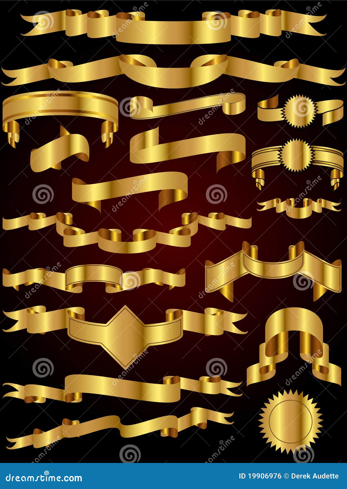 Gold Ribbon Vector Collection Stock Illustration - Illustration of ...