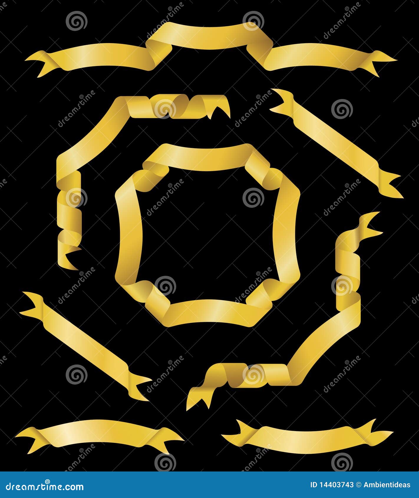 Gold Ribbons Design Set stock vector. Illustration of curved - 14403743