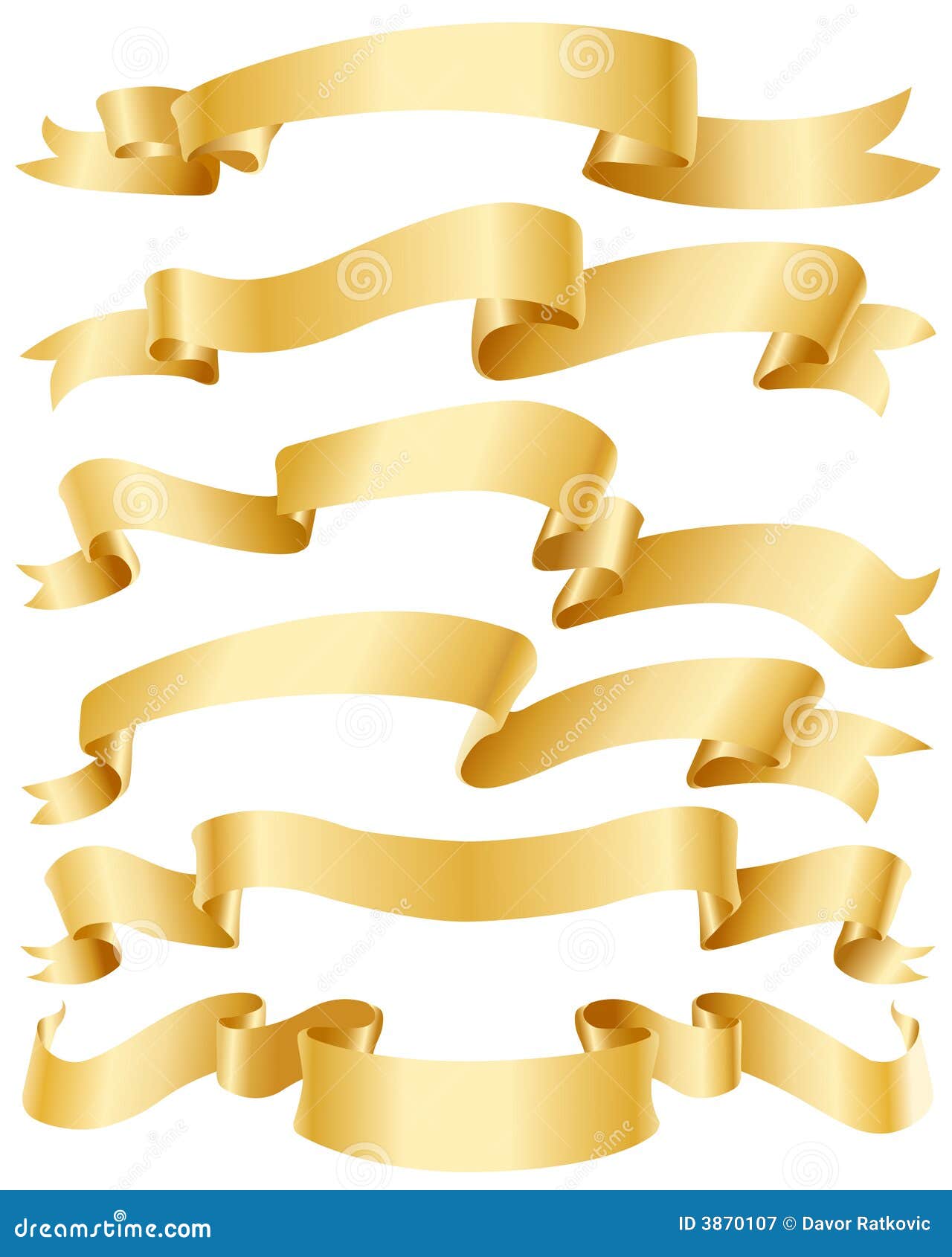 Gold ribbons set stock vector. Illustration of design - 3870107