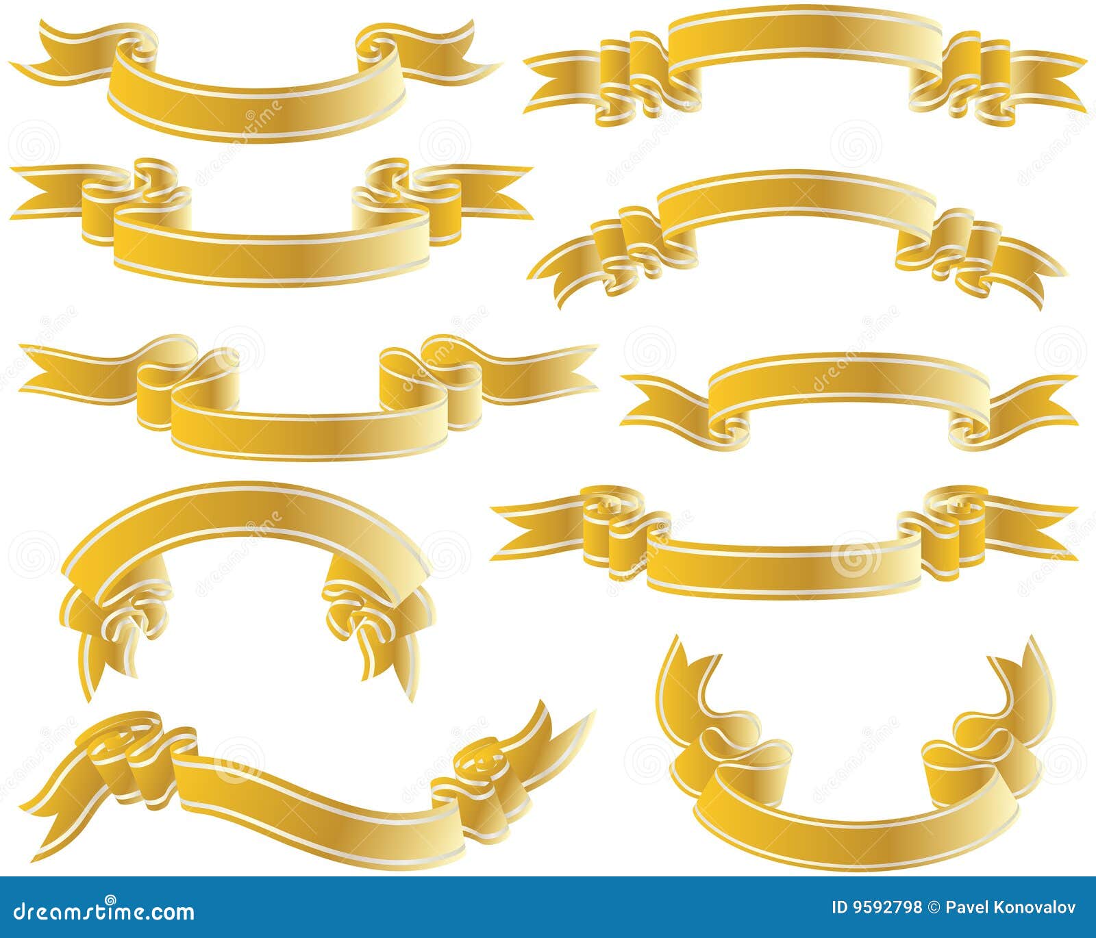 Gold ribbons set stock vector. Illustration of golden - 9592798