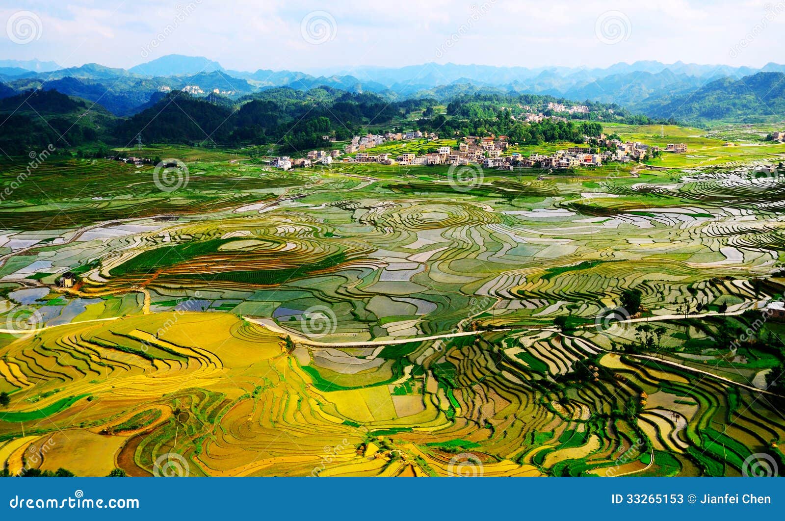 Gold Rice Terraces Of Baping Stock Image | CartoonDealer.com #33265153