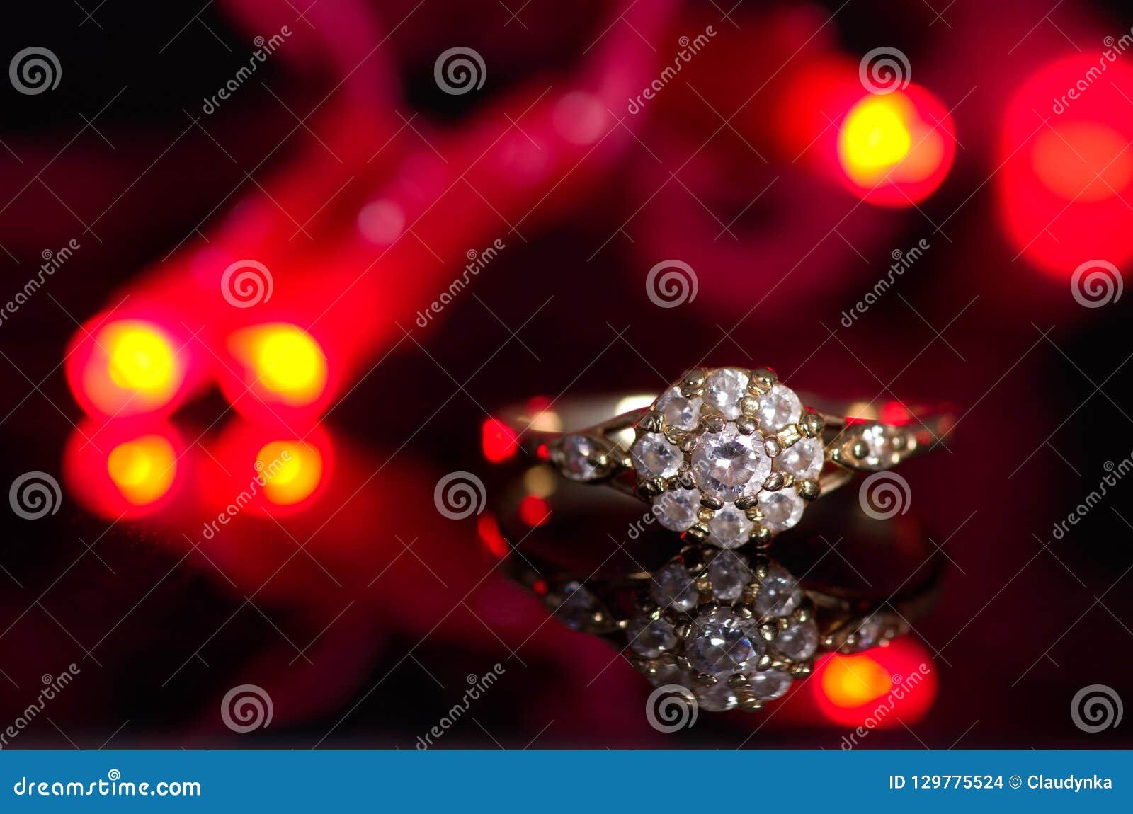 Golden Ring and Red Lights. Stock Photo - Image of golden, black: 129775524