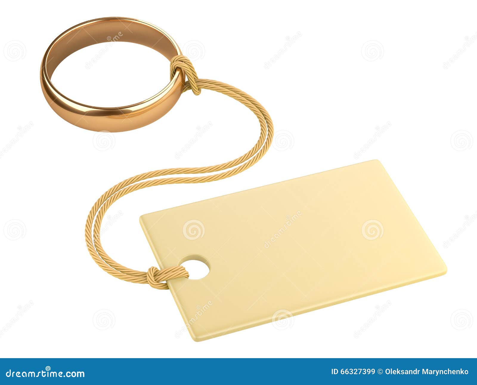 Gold Ring with a Blank Tag, Tied To a Rope. Stock Illustration ...