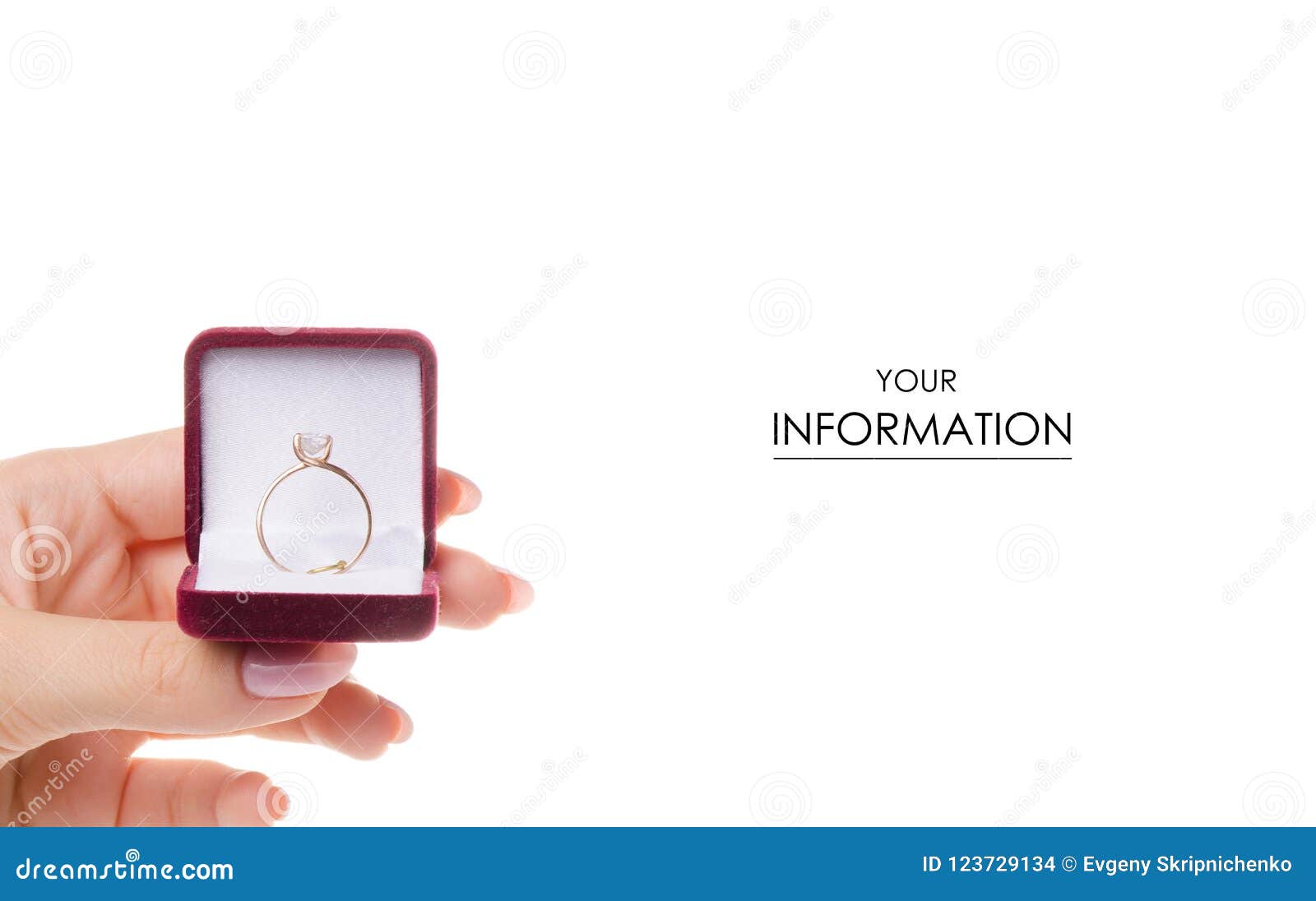 Gold Ring in a Box in a Female Hand Pattern Stock Photo - Image of ...