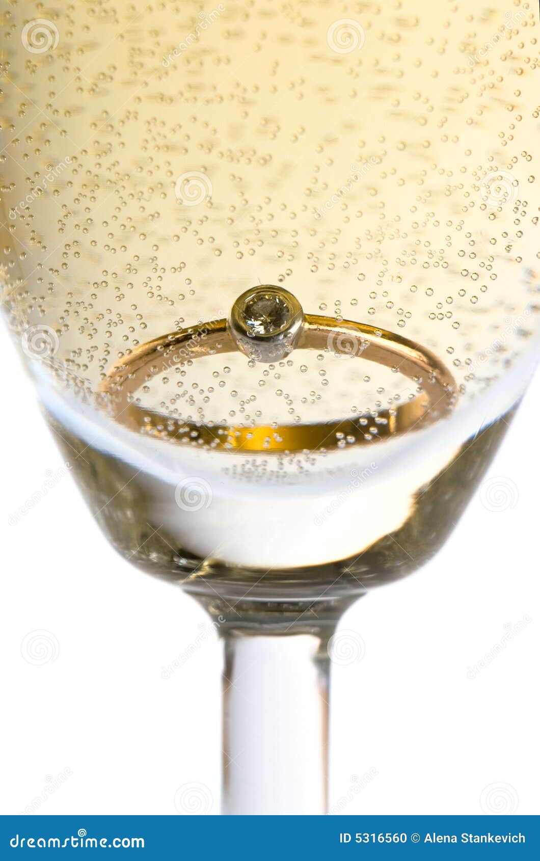 Gold ring in champagne stock photo. Image of diamonds - 5316560