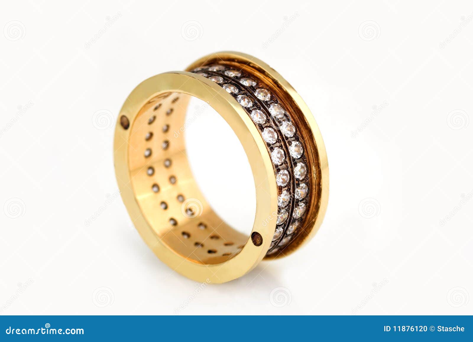 Large Gold Ring with Diamonds Stock Photo - Image of expensive, style ...