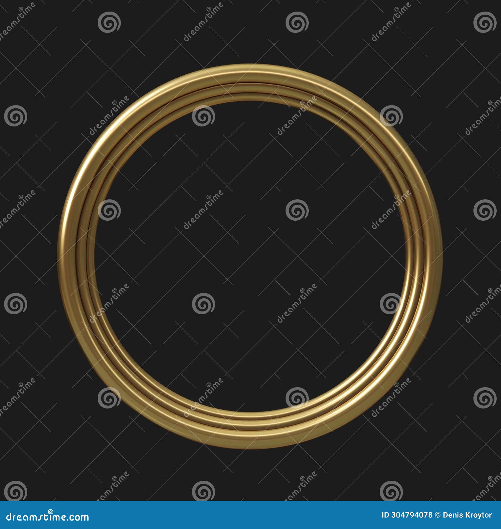 3d Illustration. Gold Ring Frame Isolate Template Stock Illustration ...