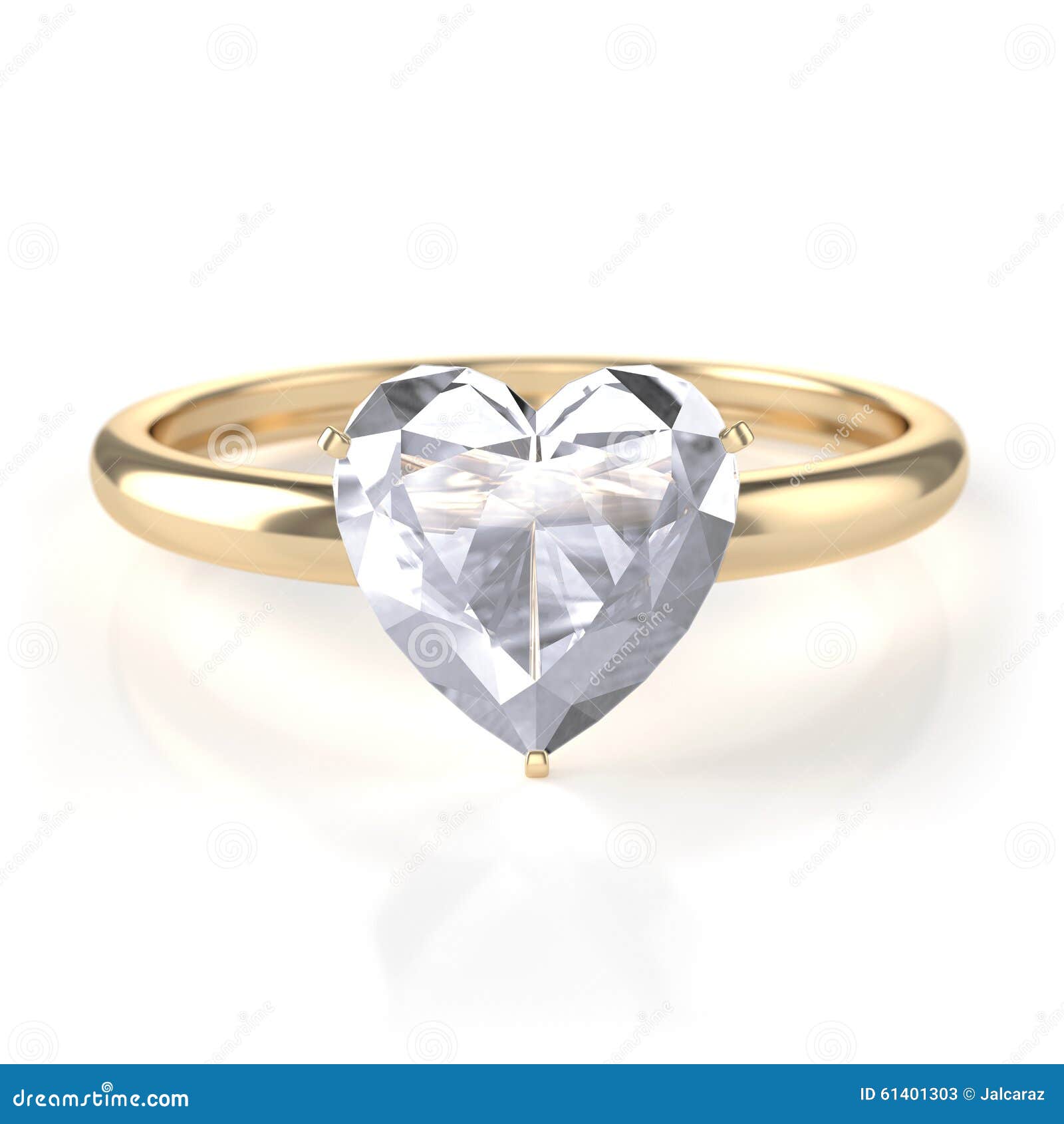 Gold Ring with Heart Shaped Diamond Stock Image - Image of refraction ...