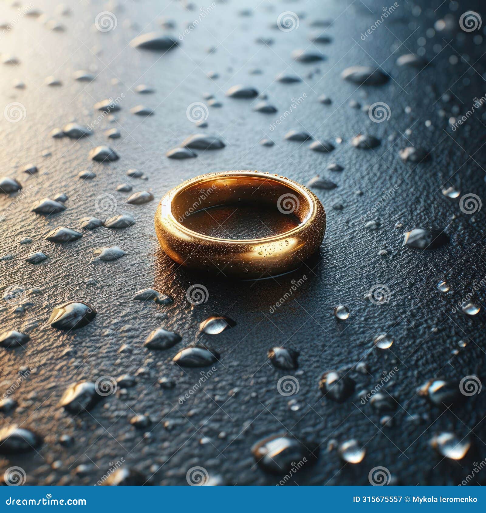 A Gold Ring Lying on a Wet Surface. Stock Image - Image of outdoor ...