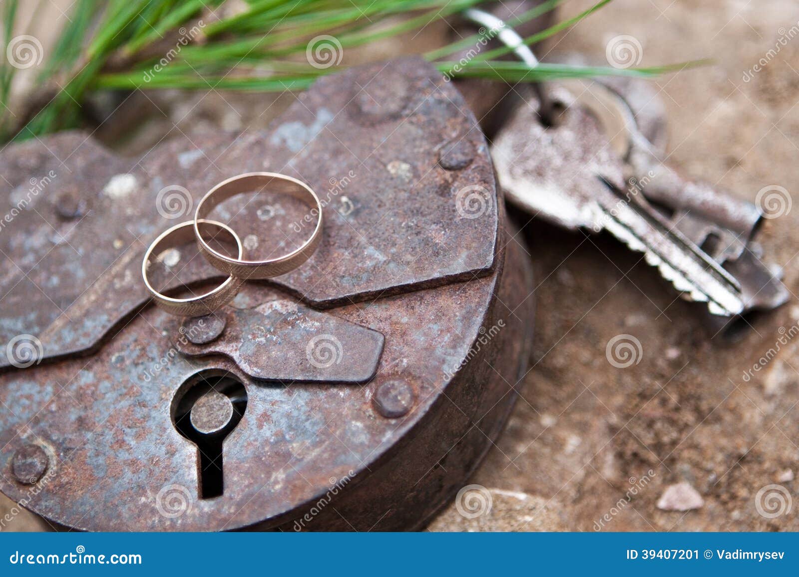 Gold ring on old lock stock image. Image of closeup, celebration - 39407201