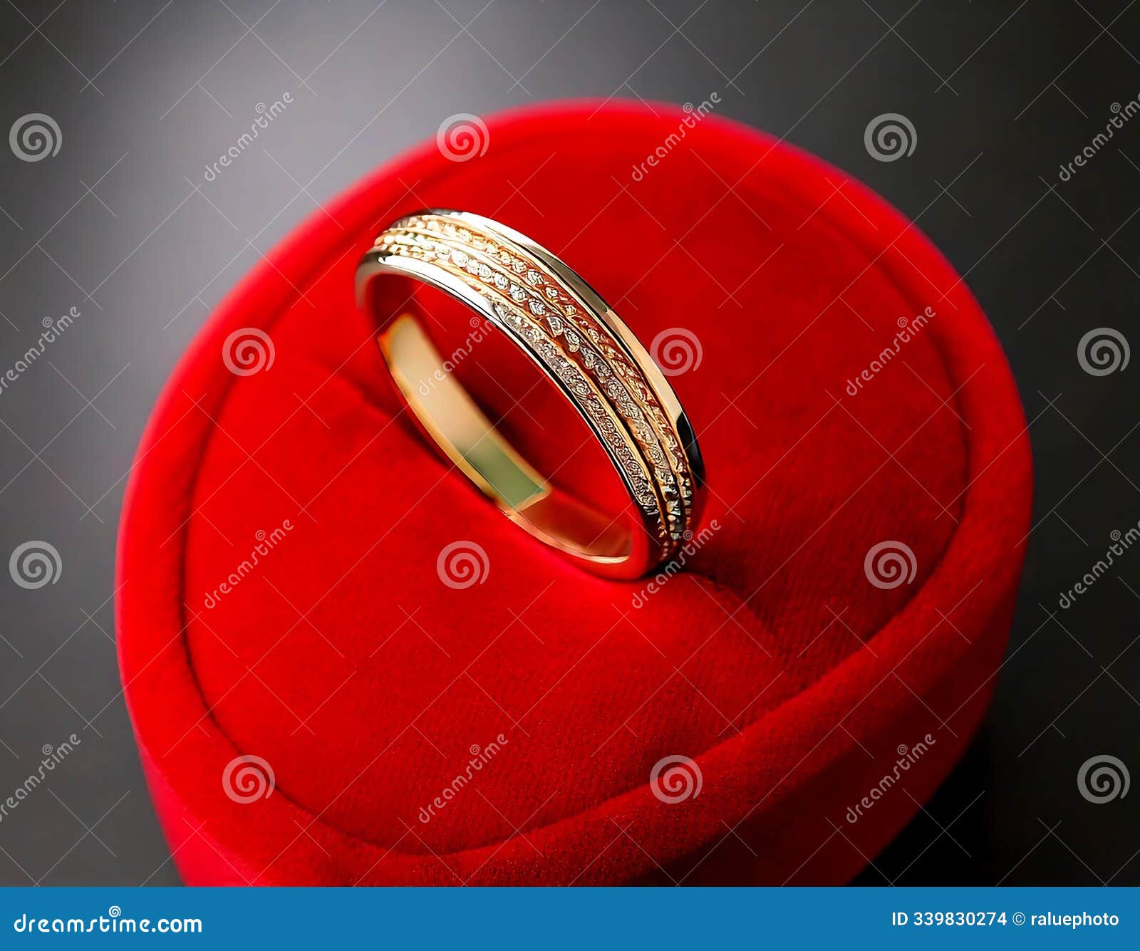 A Gold Ring on a Red Display Stand Stock Photo - Image of display, ring ...