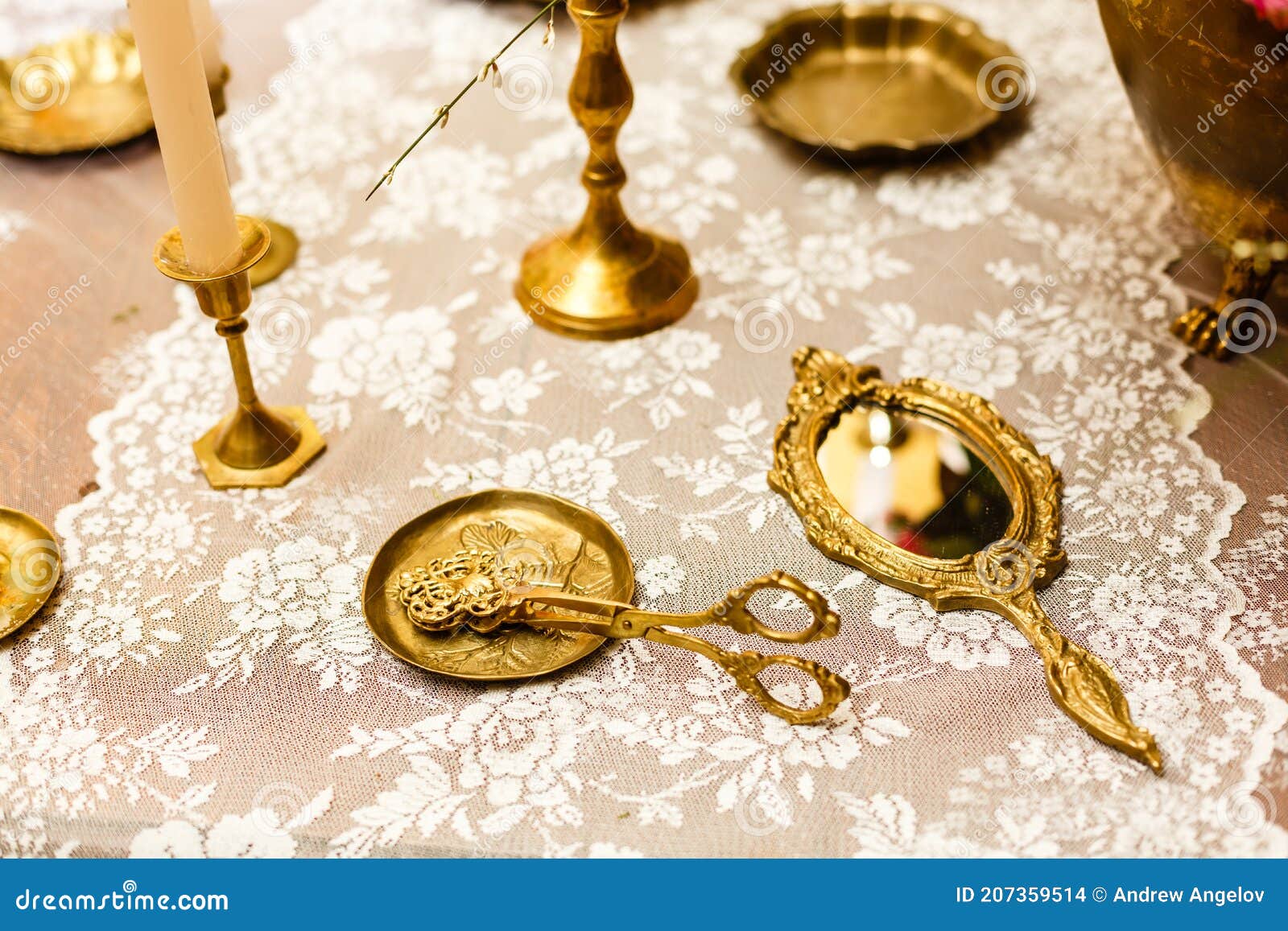 A gold ring on a table stock photo. Image of plantation - 207359514