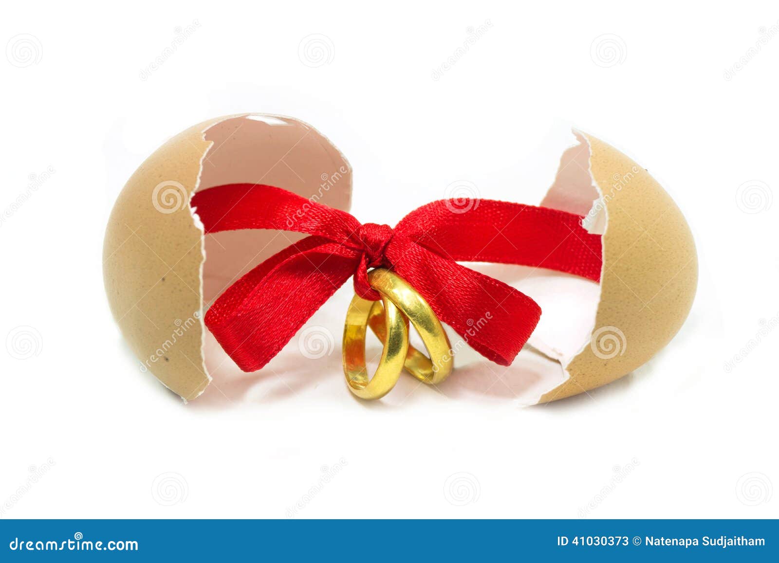 Gold Rings Tied with Red Ribbon Stock Image - Image of celebration ...