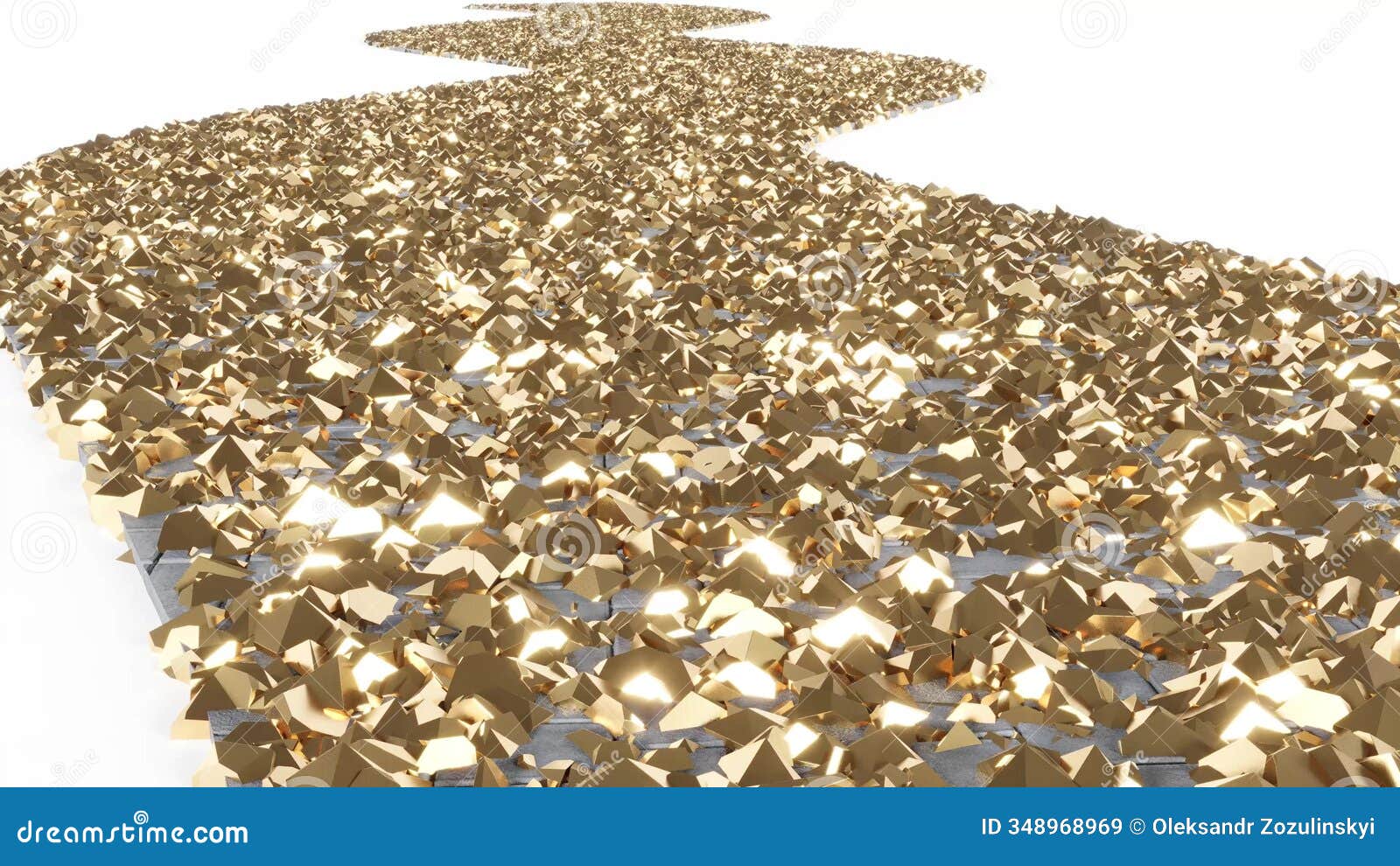 Gold Road Curve Path Stone Pavement 3d Stock Illustration ...