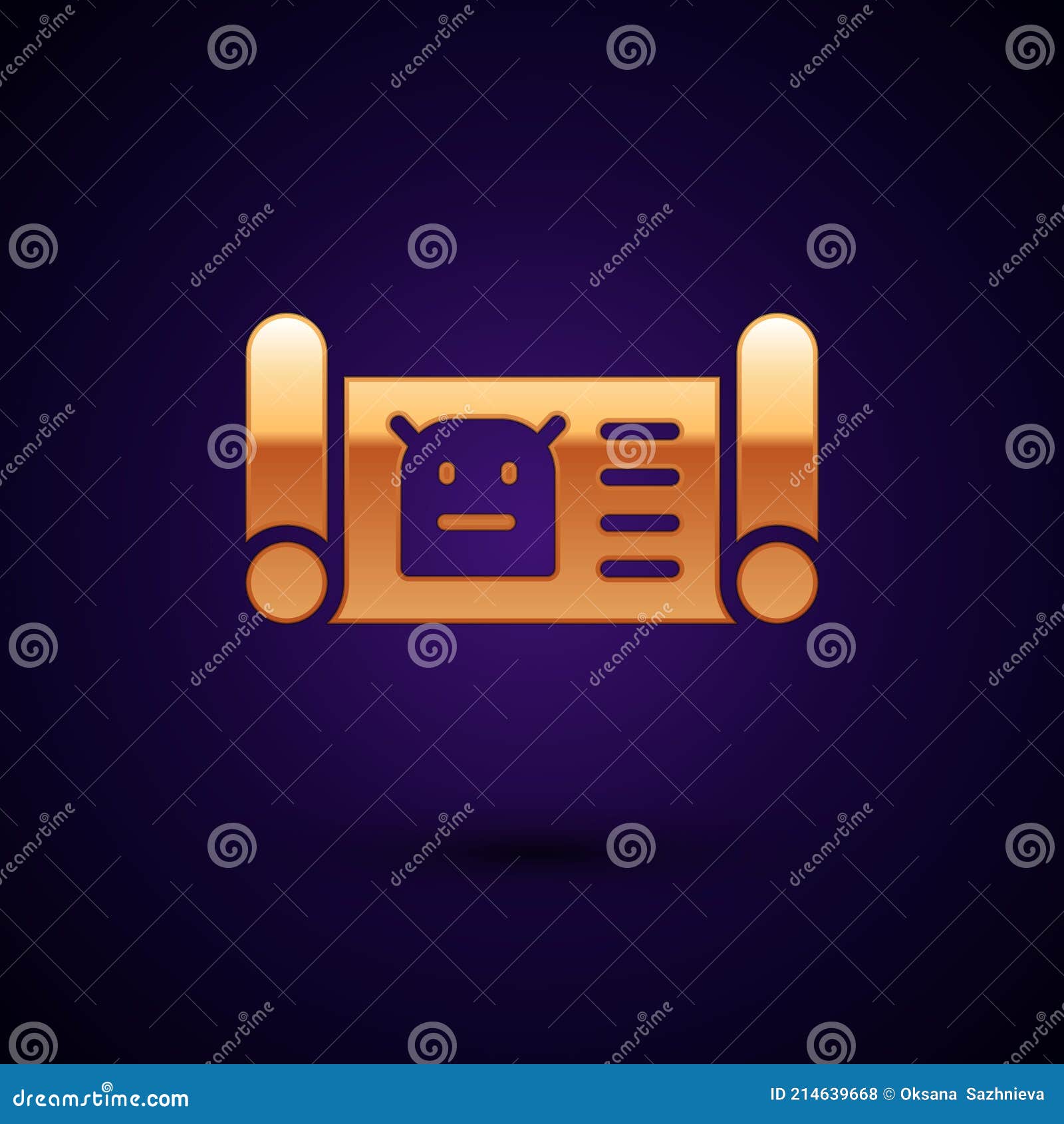 Gold Robot Blueprint Icon Isolated on Black Background. Vector Stock ...