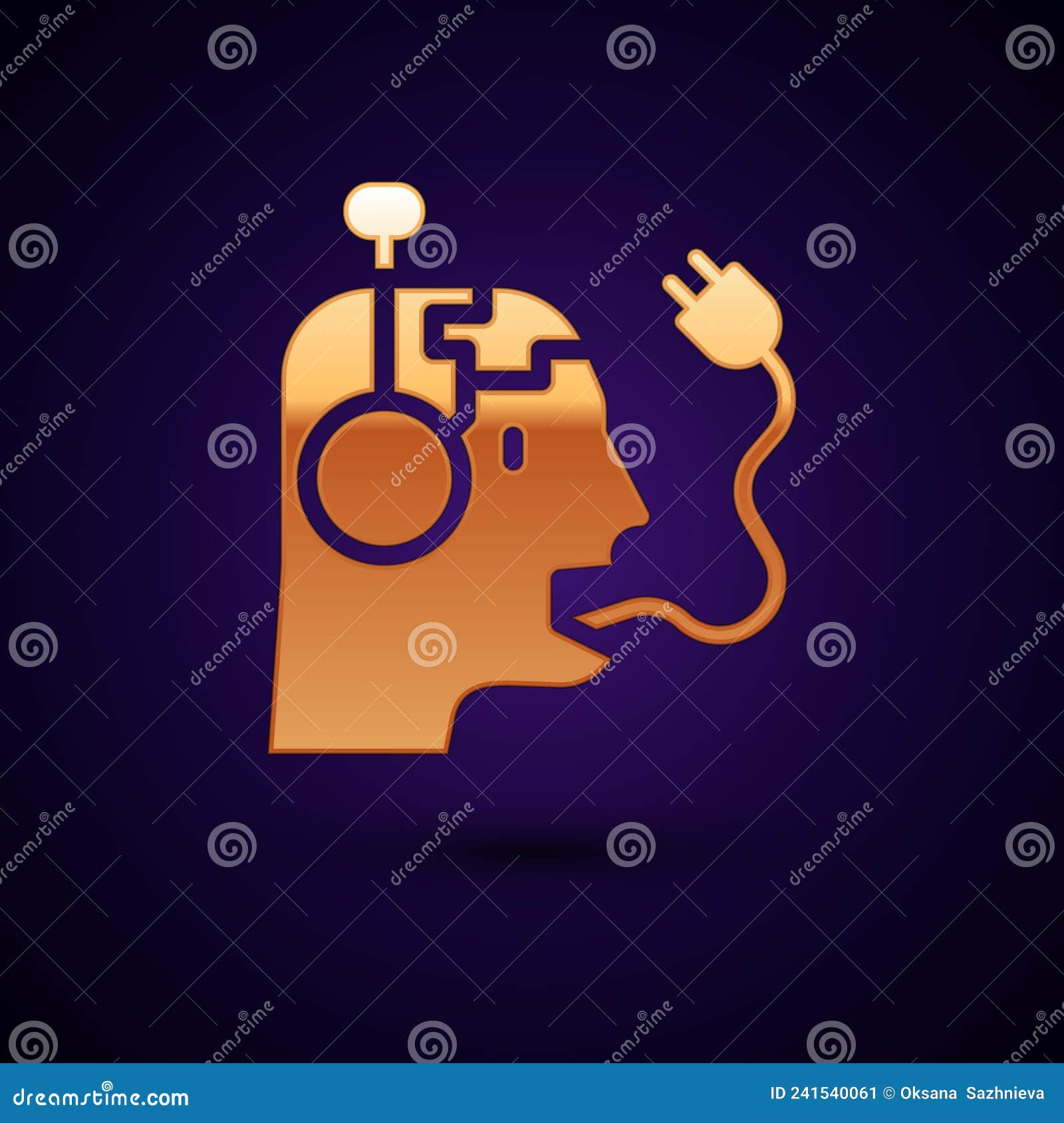 Gold Robot Charging Battery Icon Isolated on Black Background ...