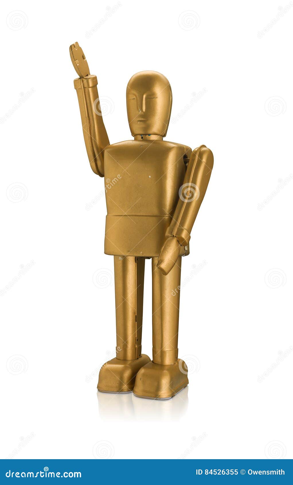 Gold Robot Waving with Reflection Isolated Stock Image - Image of style ...