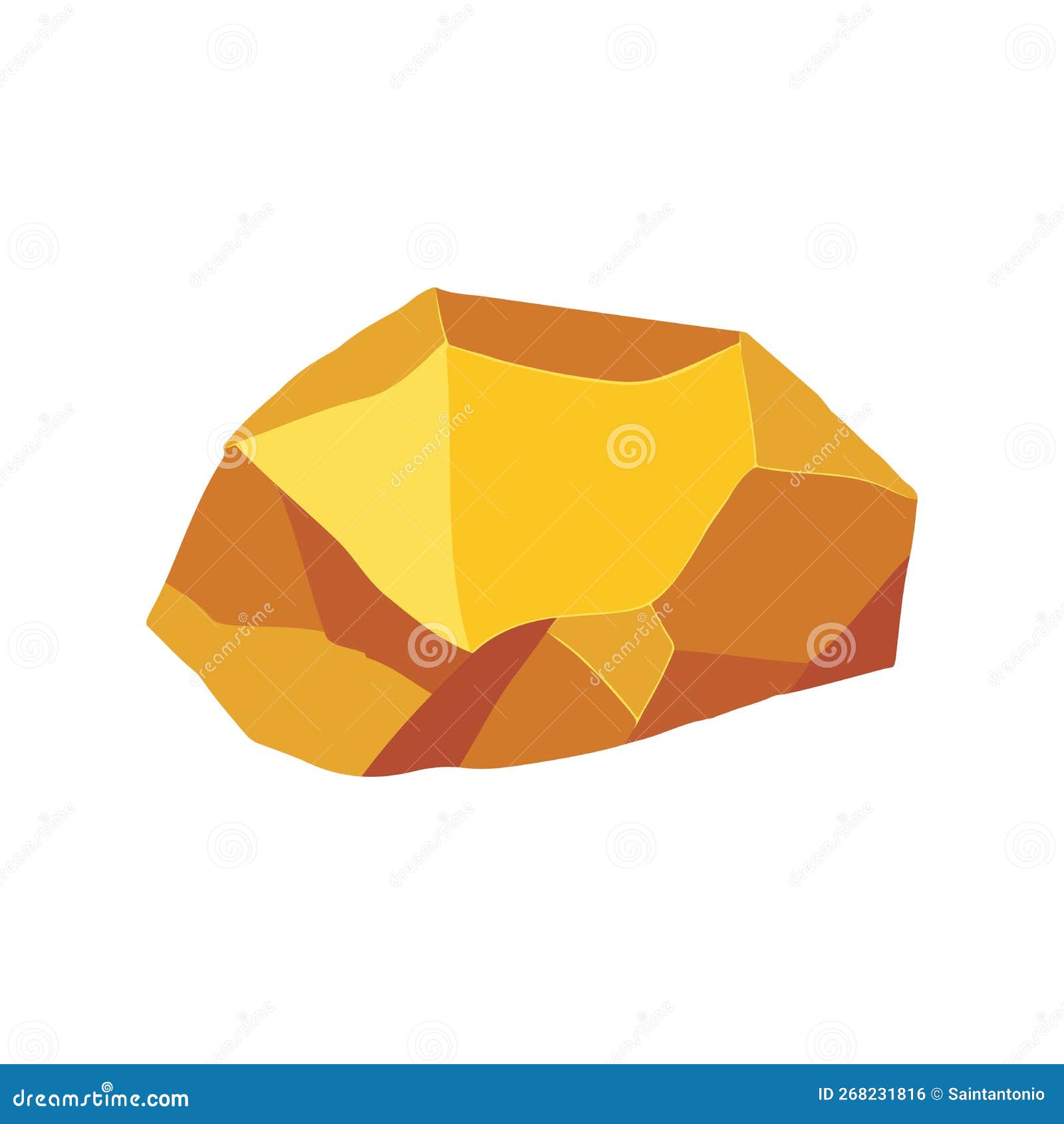 Gold Rock Boulder. Natural Shape Golden Stone Stock Vector ...