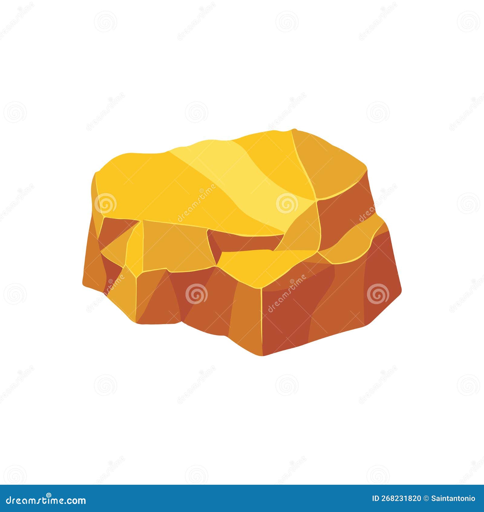 Gold Rock Boulder. Natural Shape Golden Stone Stock Vector ...