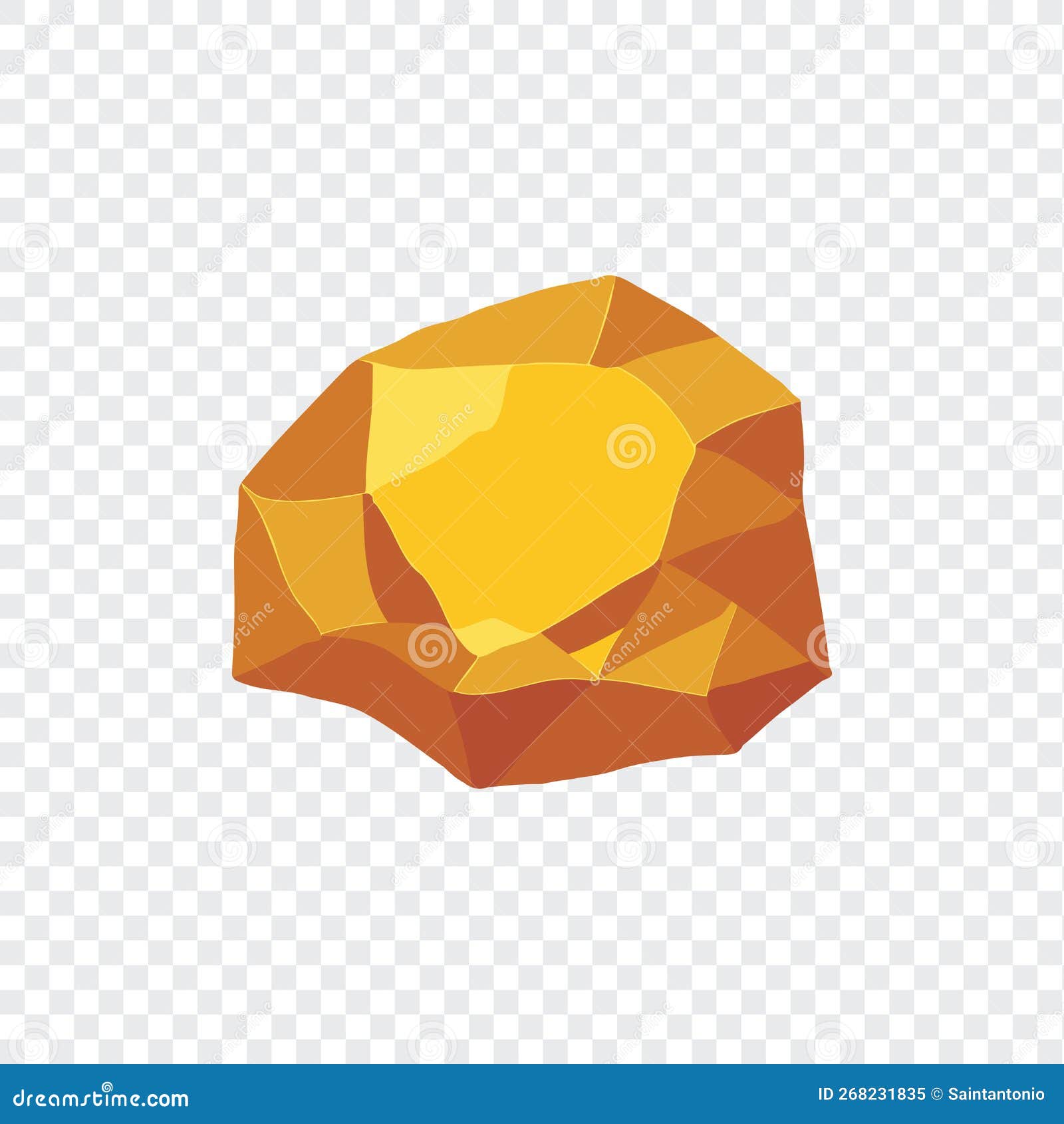 Gold Rock Boulder. Natural Shape Golden Stone Stock Vector ...